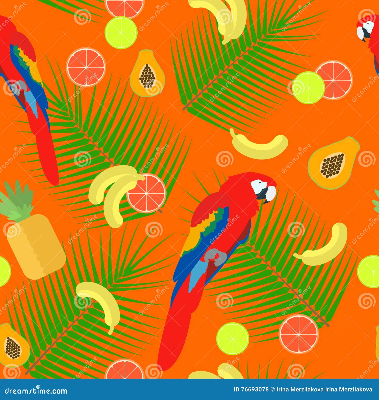 Seamless Texture Parrot on Orange Background Vector Stock Vector ...