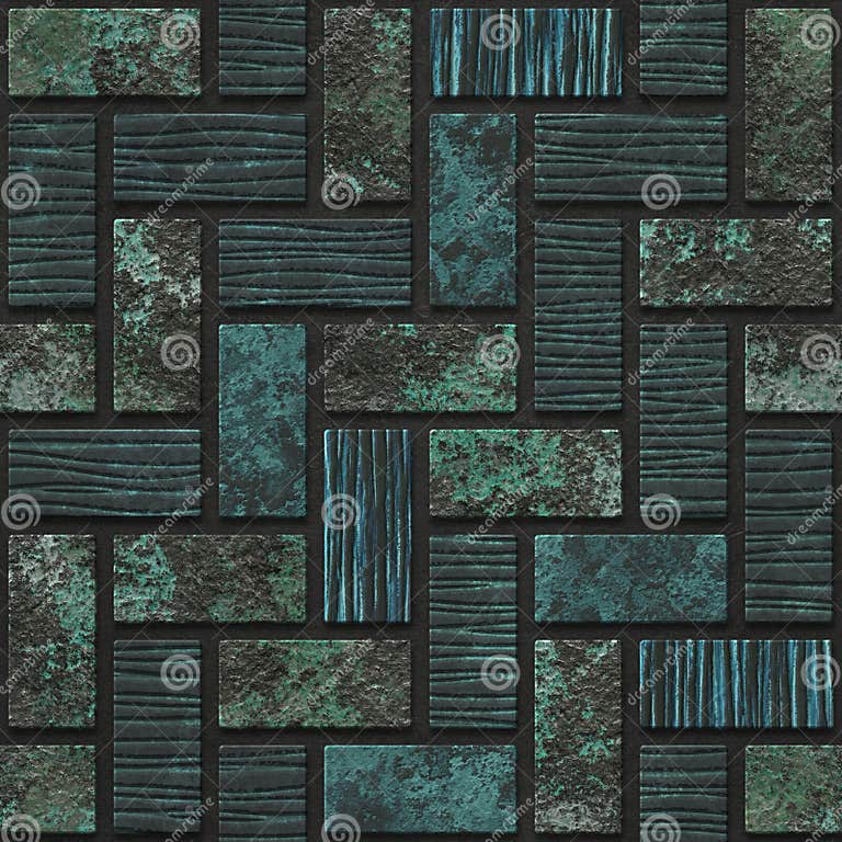 Metallic Seamless Texture with Carving Square Tiles Pattern, Bronze and ...