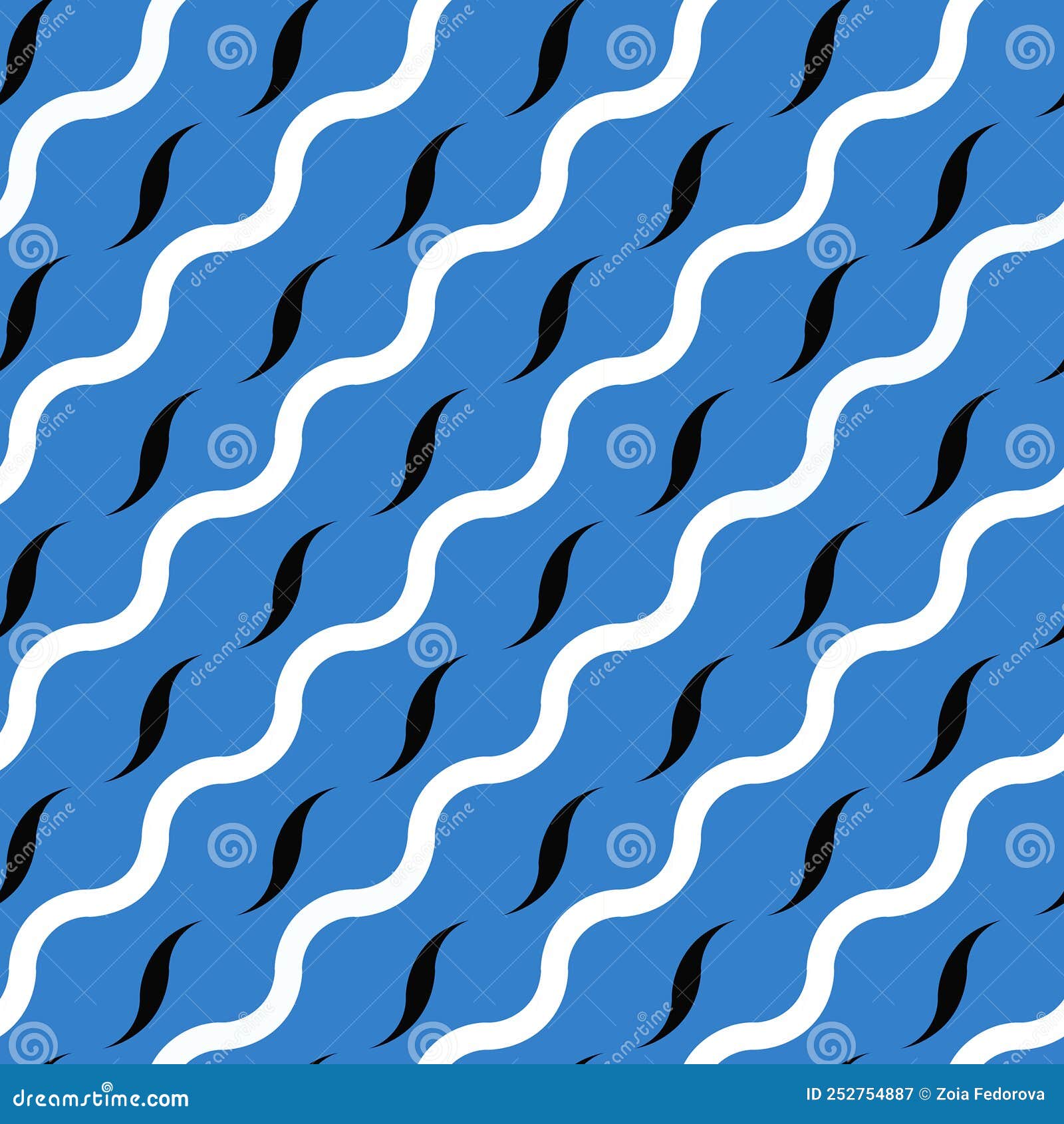 Seamless Waves Pattern stock illustration. Illustration of doodle ...