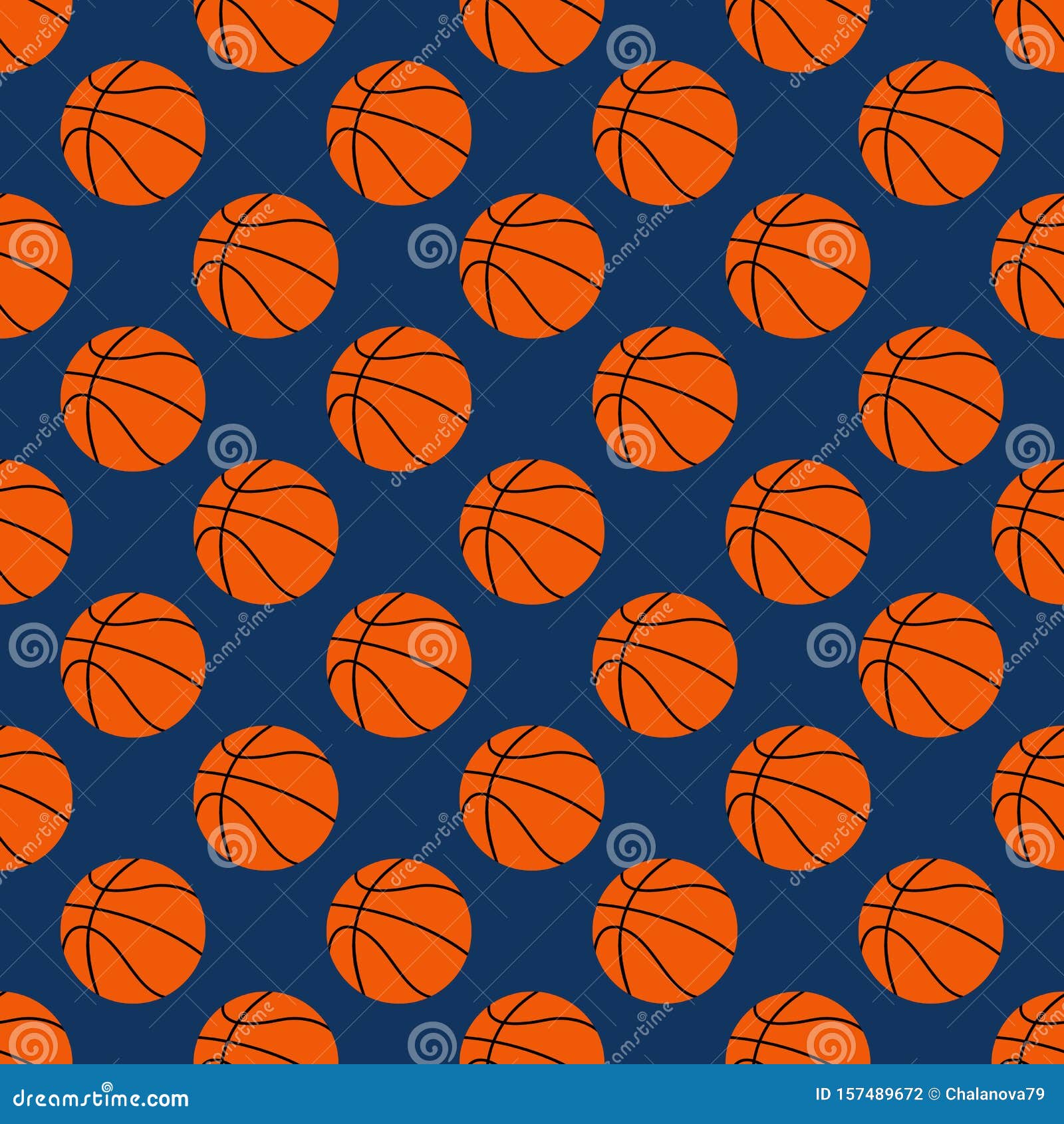 Seamless Texture With Basketballs Balls On Blue Royalty-Free Stock ...