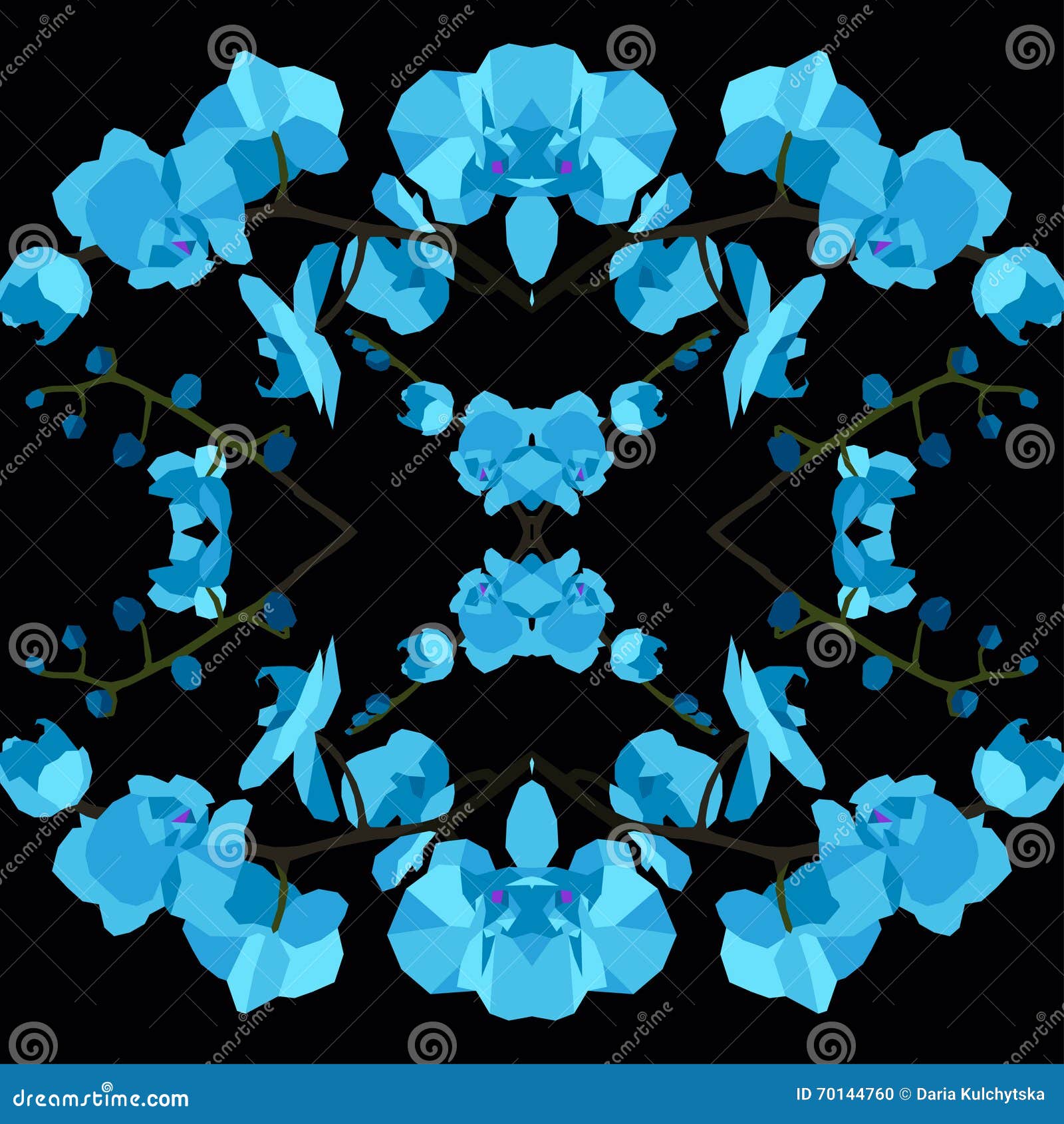 Seamless Texture Pattern with Blue Orchids. Stock Vector - Illustration ...