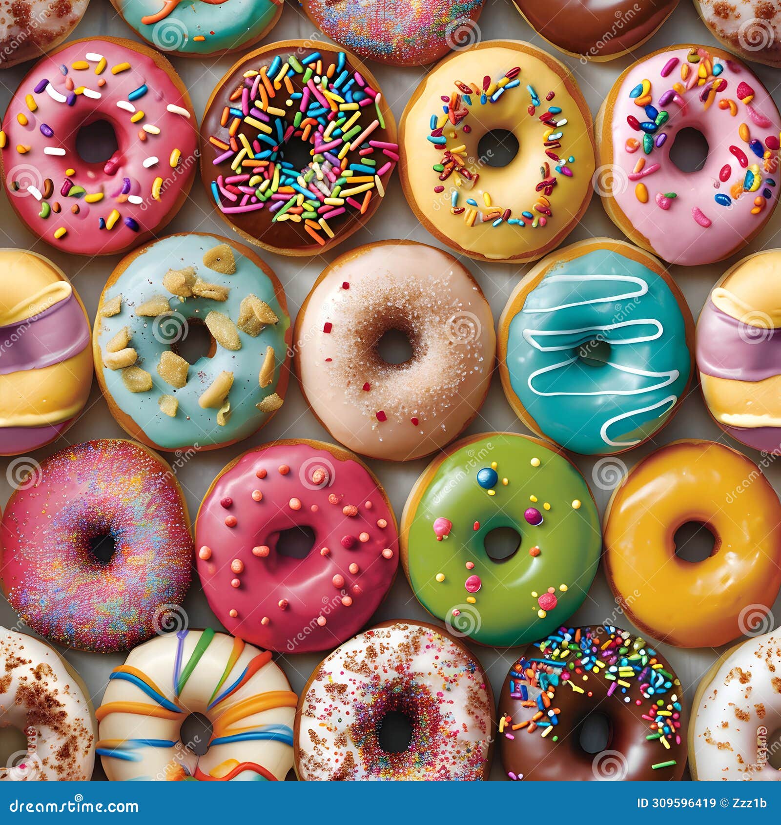 Seamless Texture and Pattern of Colorful Glazed Doughnuts with High ...
