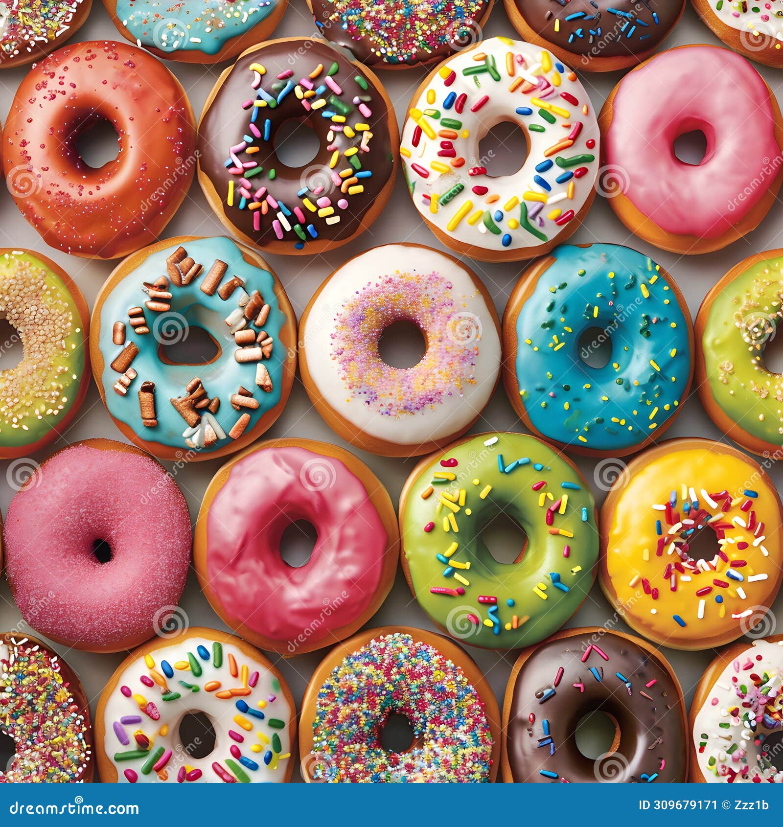 Seamless Texture and Pattern of Colorful Glazed Doughnuts with High ...