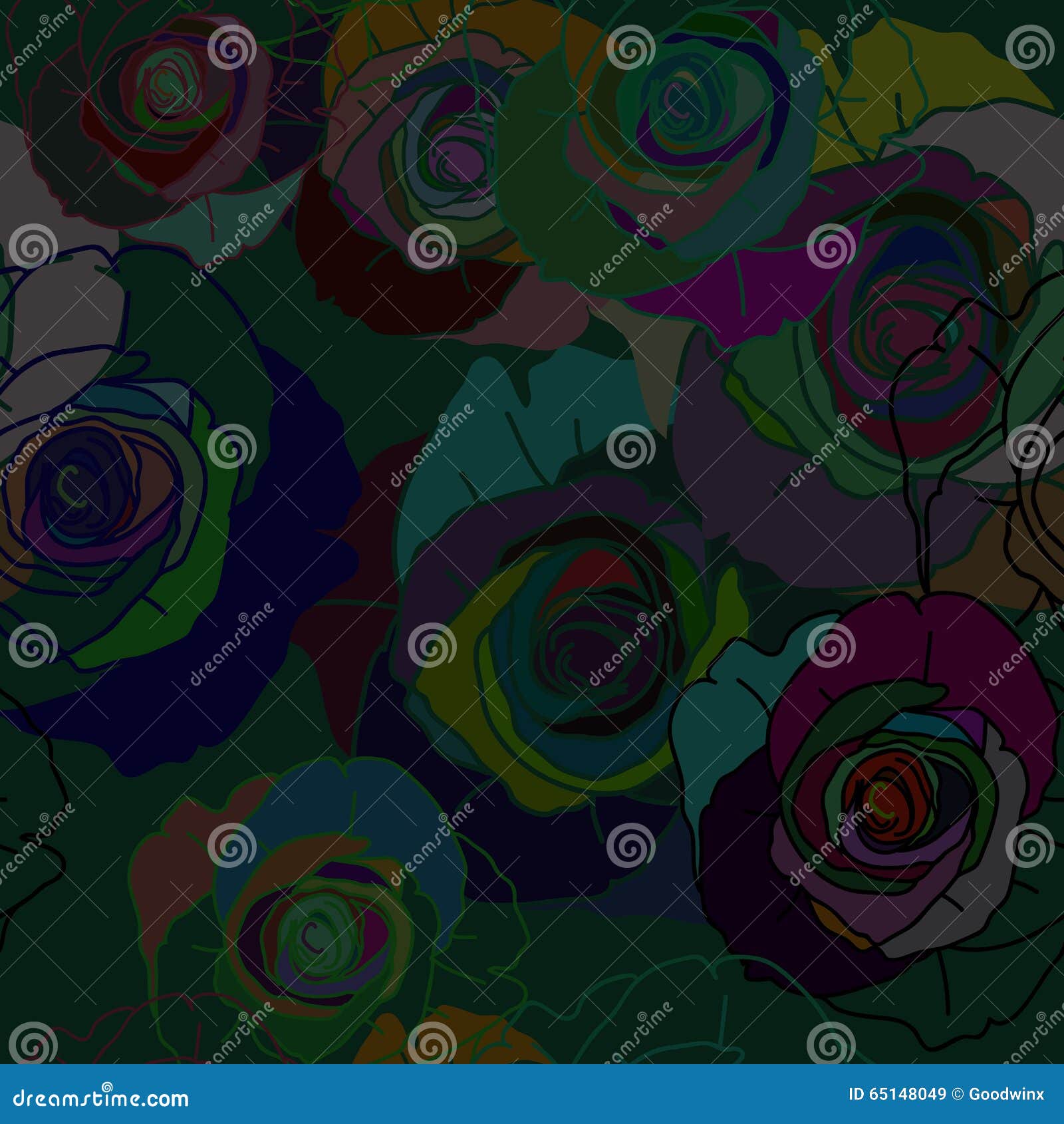 Seamless Texture Pattern Dark Roses Stock Vector - Illustration of ...