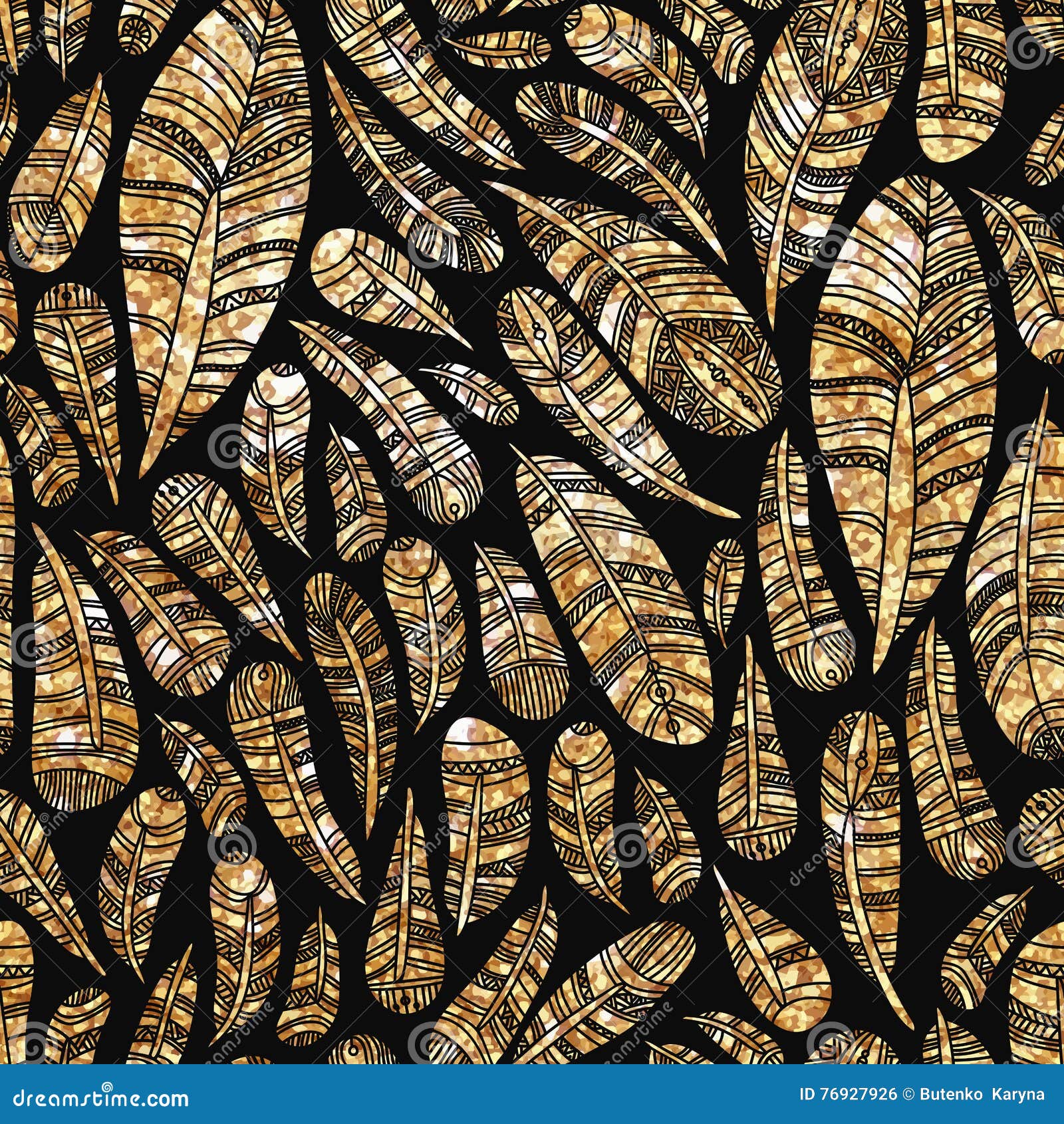 Seamless Texture Pattern of Golden Feathers Stock Vector - Illustration ...