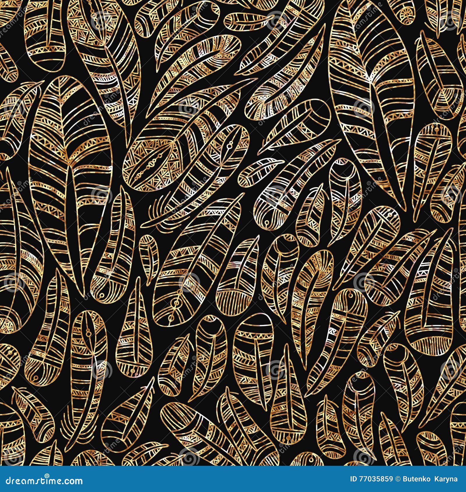 Seamless Texture Pattern of Golden Feathers Stock Vector - Illustration ...