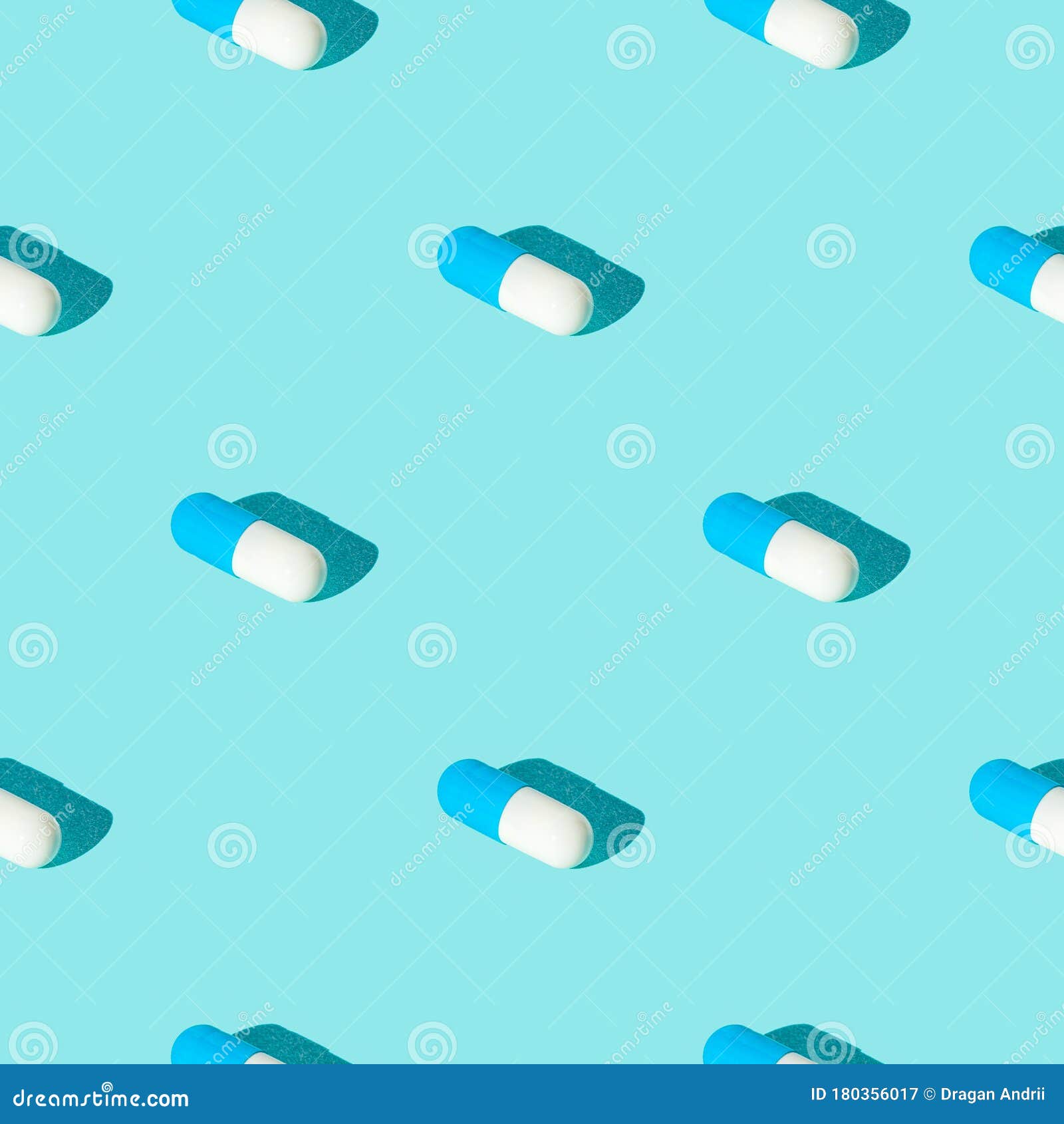 Seamless Texture Pattern. Pills in Capsule on a Green Background. Set ...
