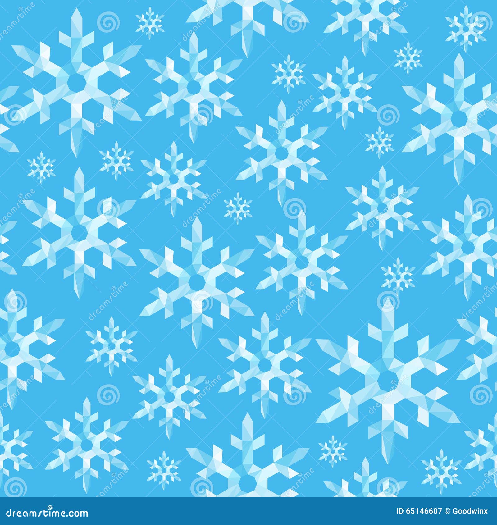 Seamless Texture Pattern Polygon Pointed Snowflake Ice on a Light Blue ...