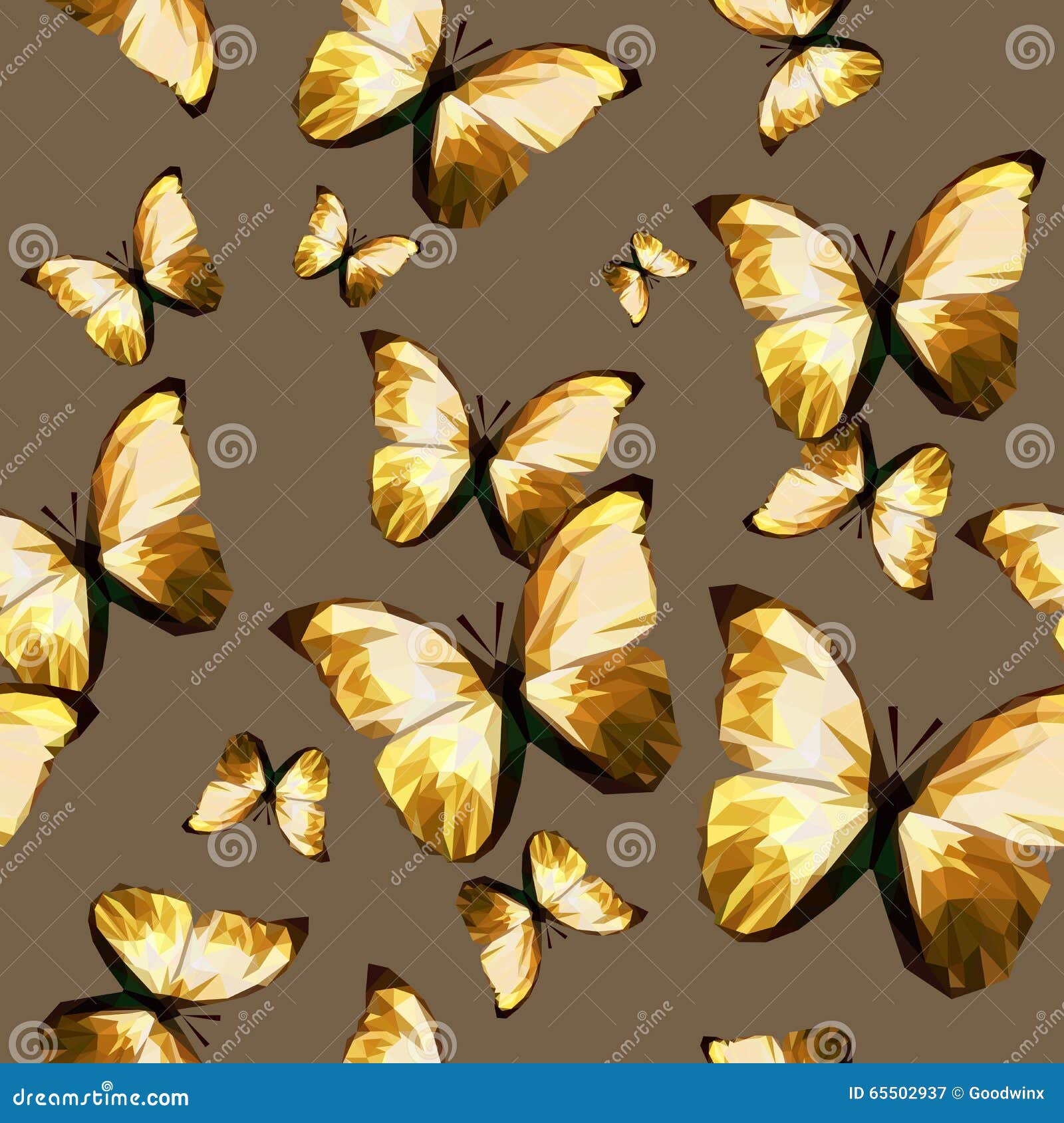 Seamless Texture Pattern Polygonal Brown Butterfly on Light Brow Stock ...
