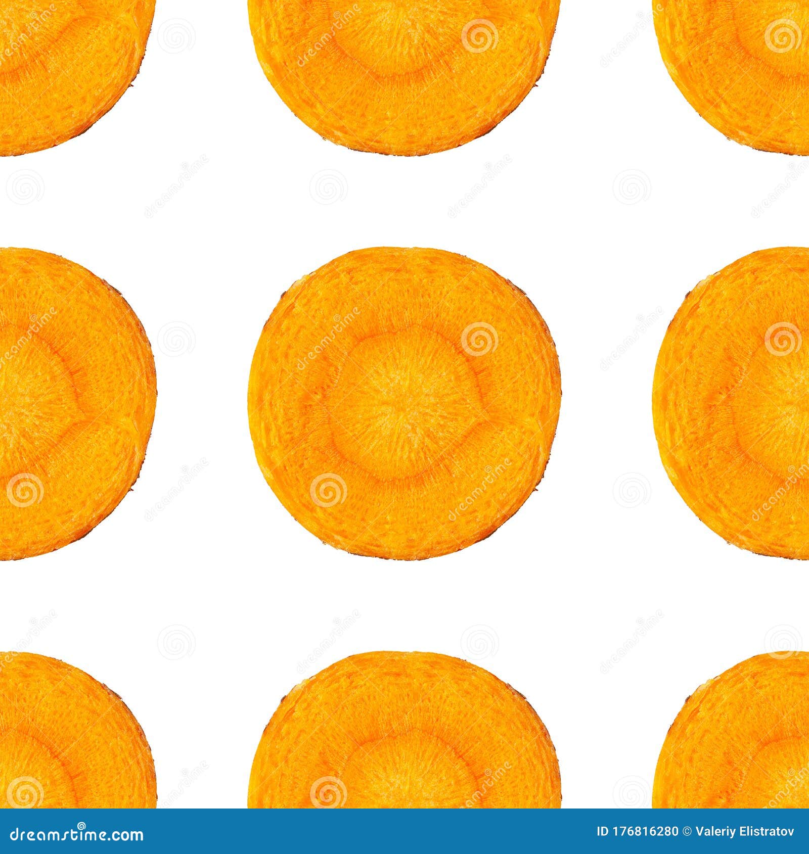 Seamless Texture Pattern of Sliced Carrots on a White Background Stock ...