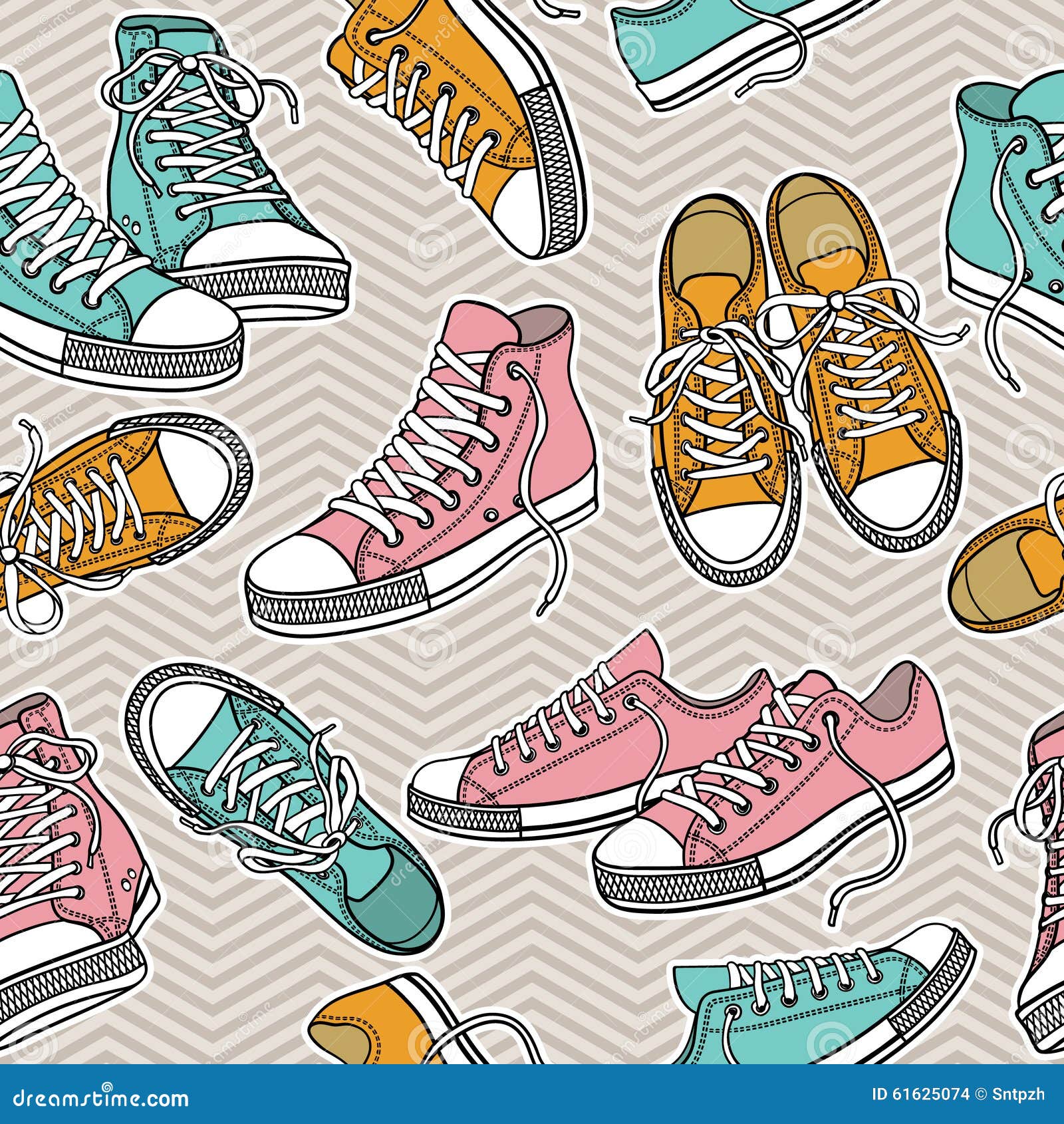 Seamless Texture Pattern with Sneakers Stock Vector - Illustration of ...