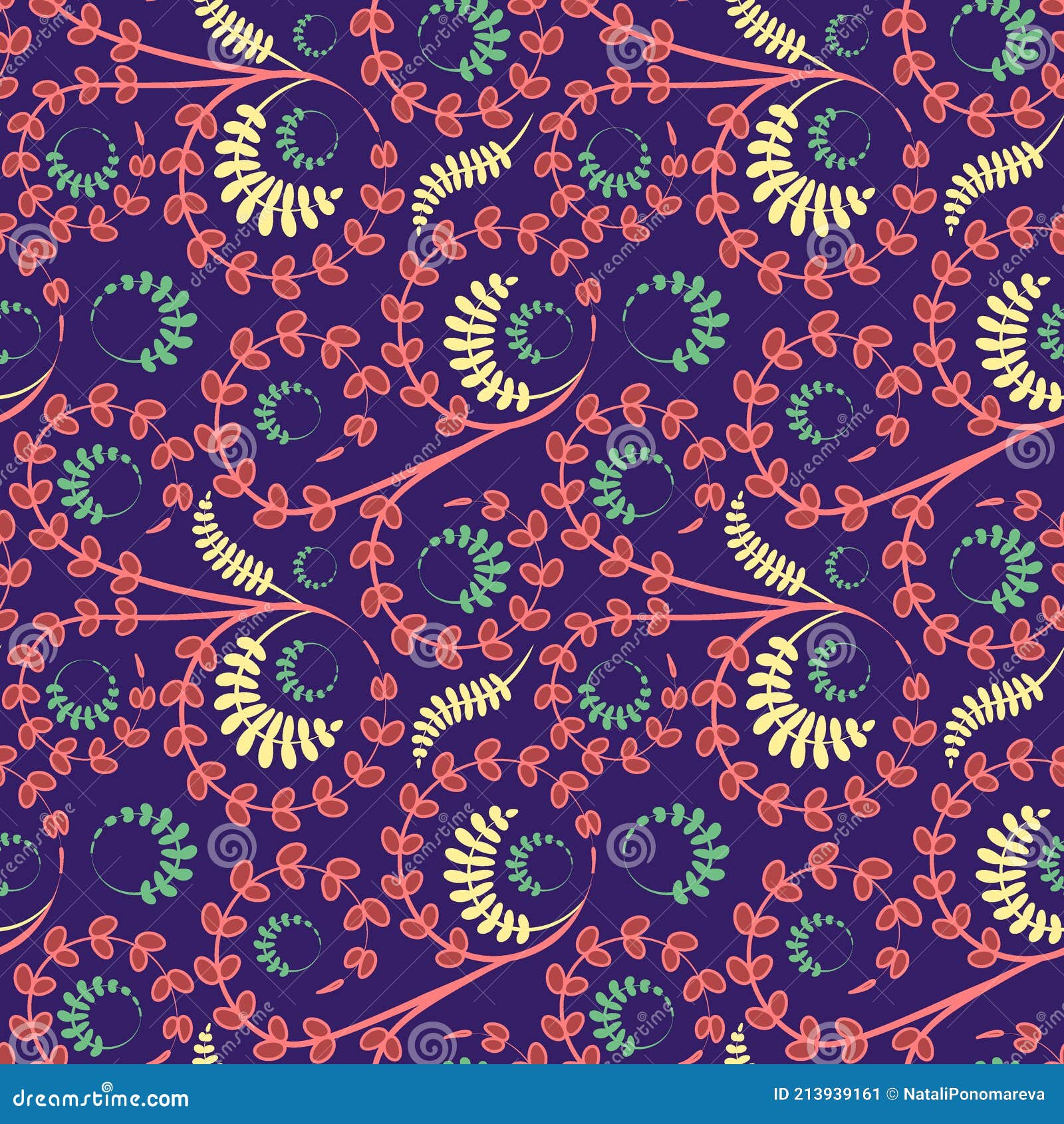 Seamless Texture, Pattern on a Square Background - Flowers and Leaves ...