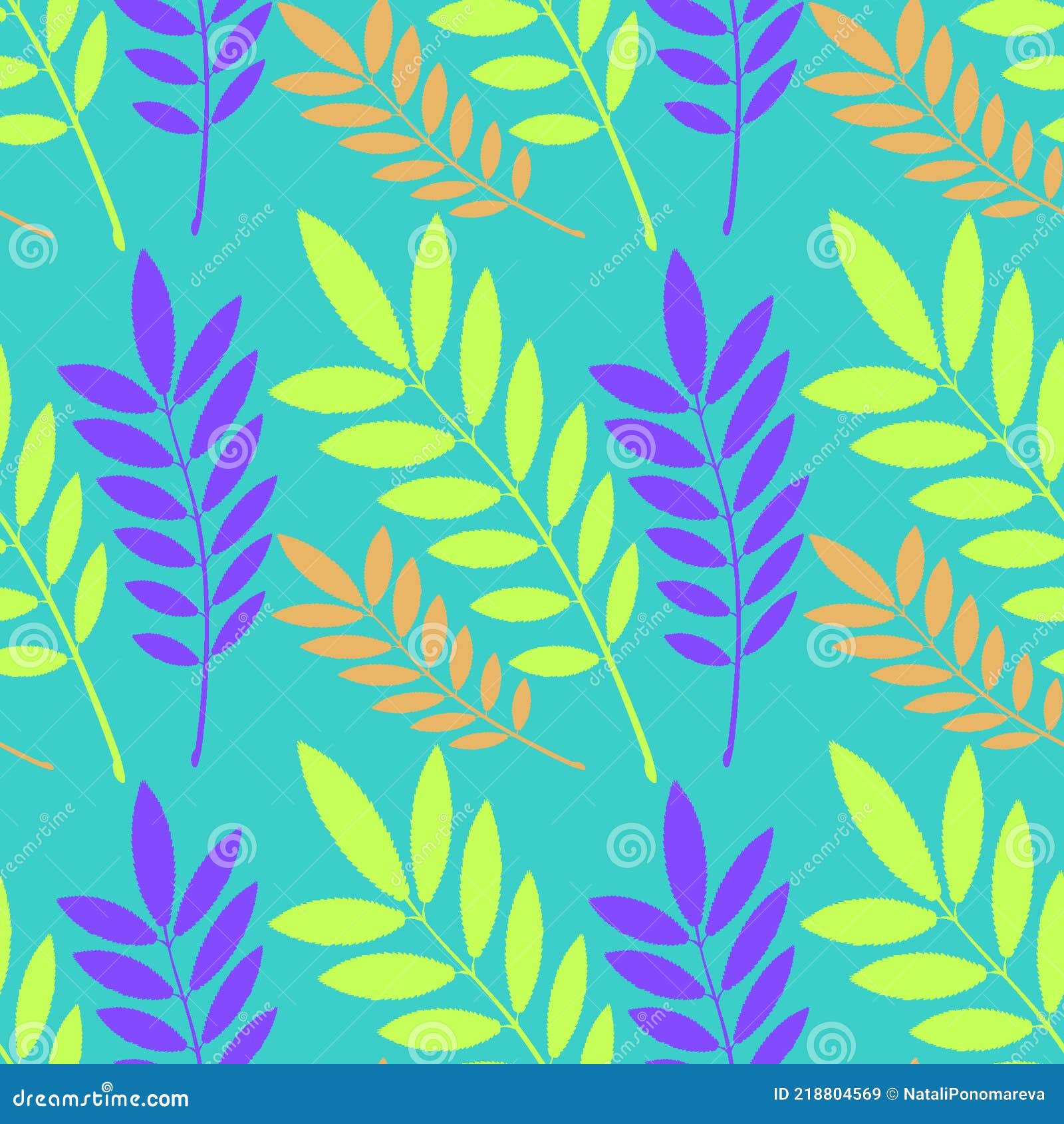 Seamless Texture, Pattern on a Square Background - Plants, Leaves of ...