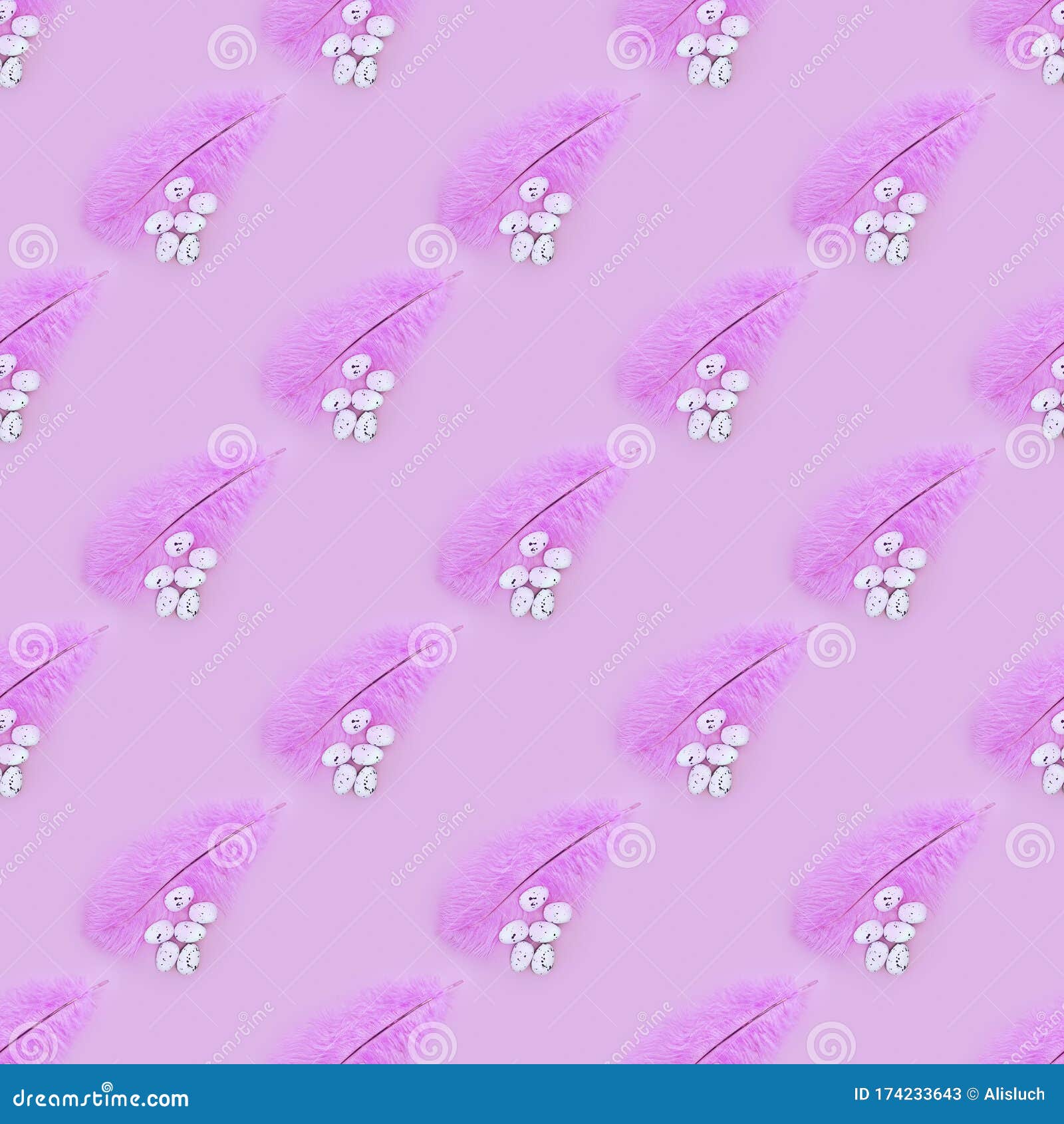 Seamless Texture of Pink Feather and Eggs on a Pink Background. Easter ...