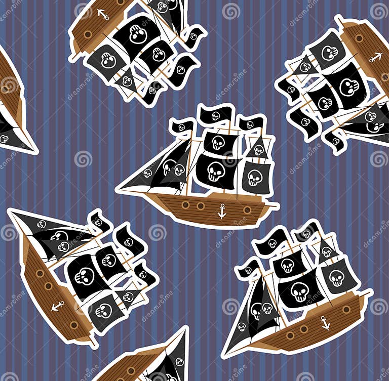 Seamless Texture with Pirate Ship. Stock Vector - Illustration of evil ...