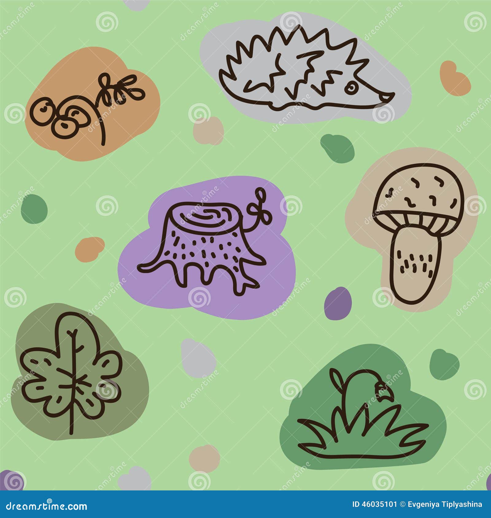 Seamless Texture With Plants Cartoon Vector | CartoonDealer.com #46035101