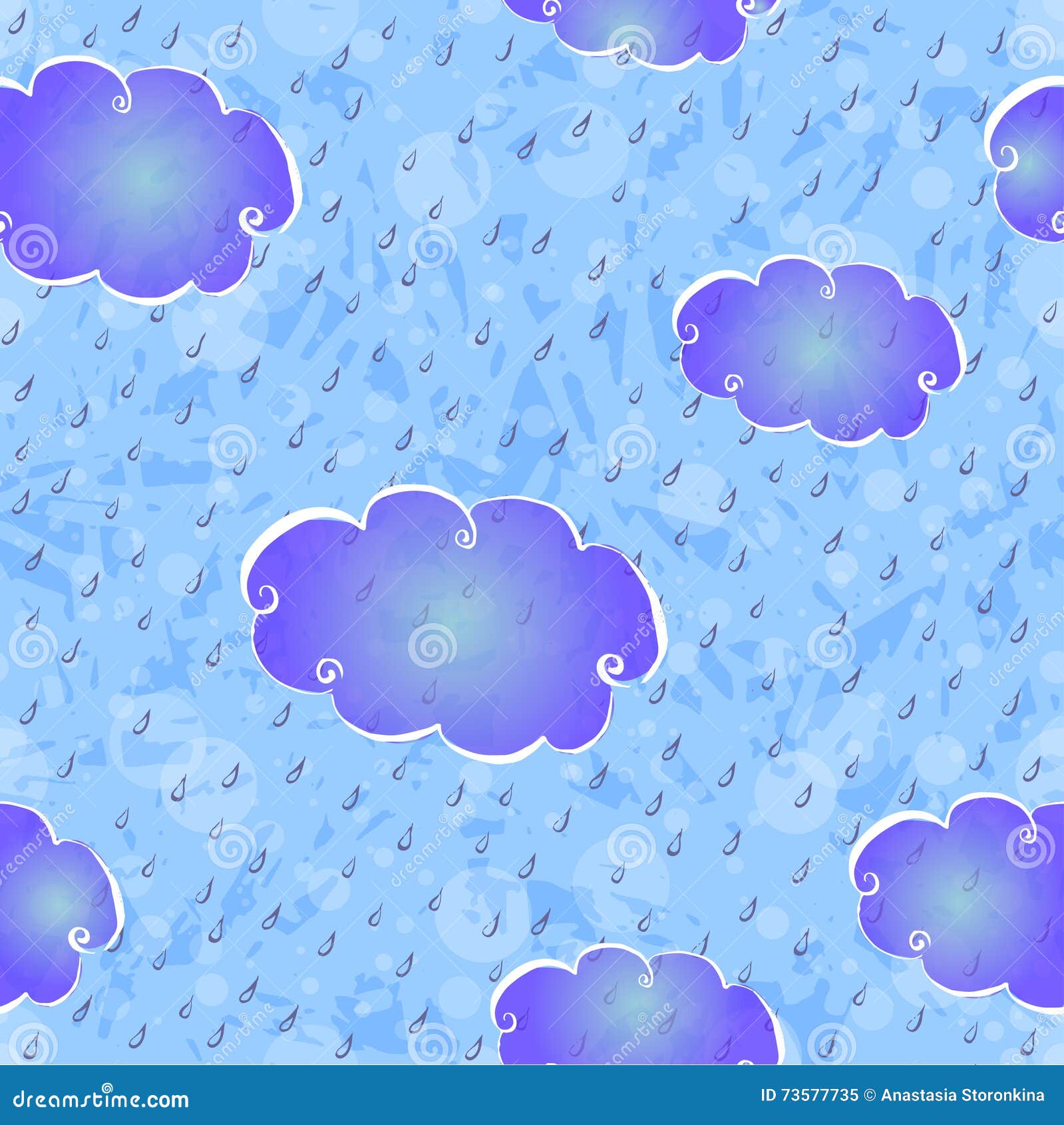 Seamless Texture with Rain and Clouds Stock Vector - Illustration of ...