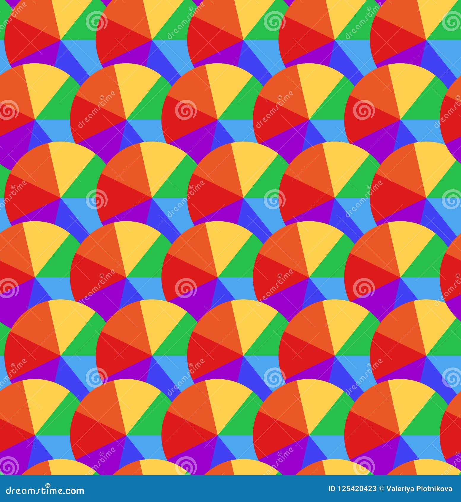 Seamless Texture with Rainbow Circles Divided into Segments ...