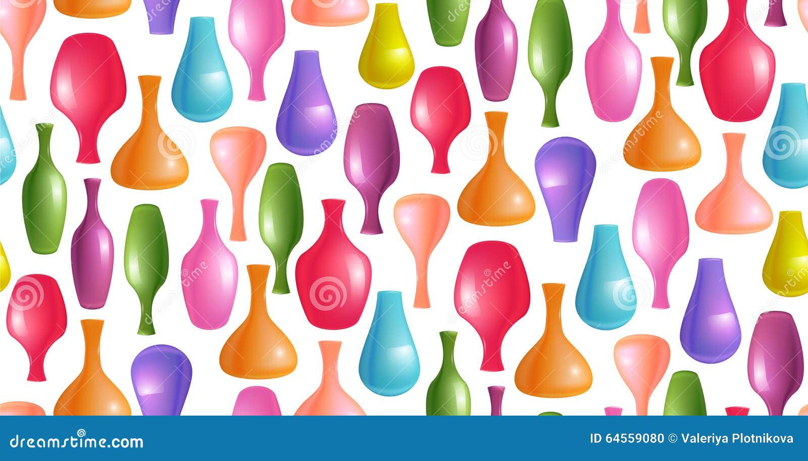 Seamless Texture with Realistic Colorful Vases Stock Illustration ...