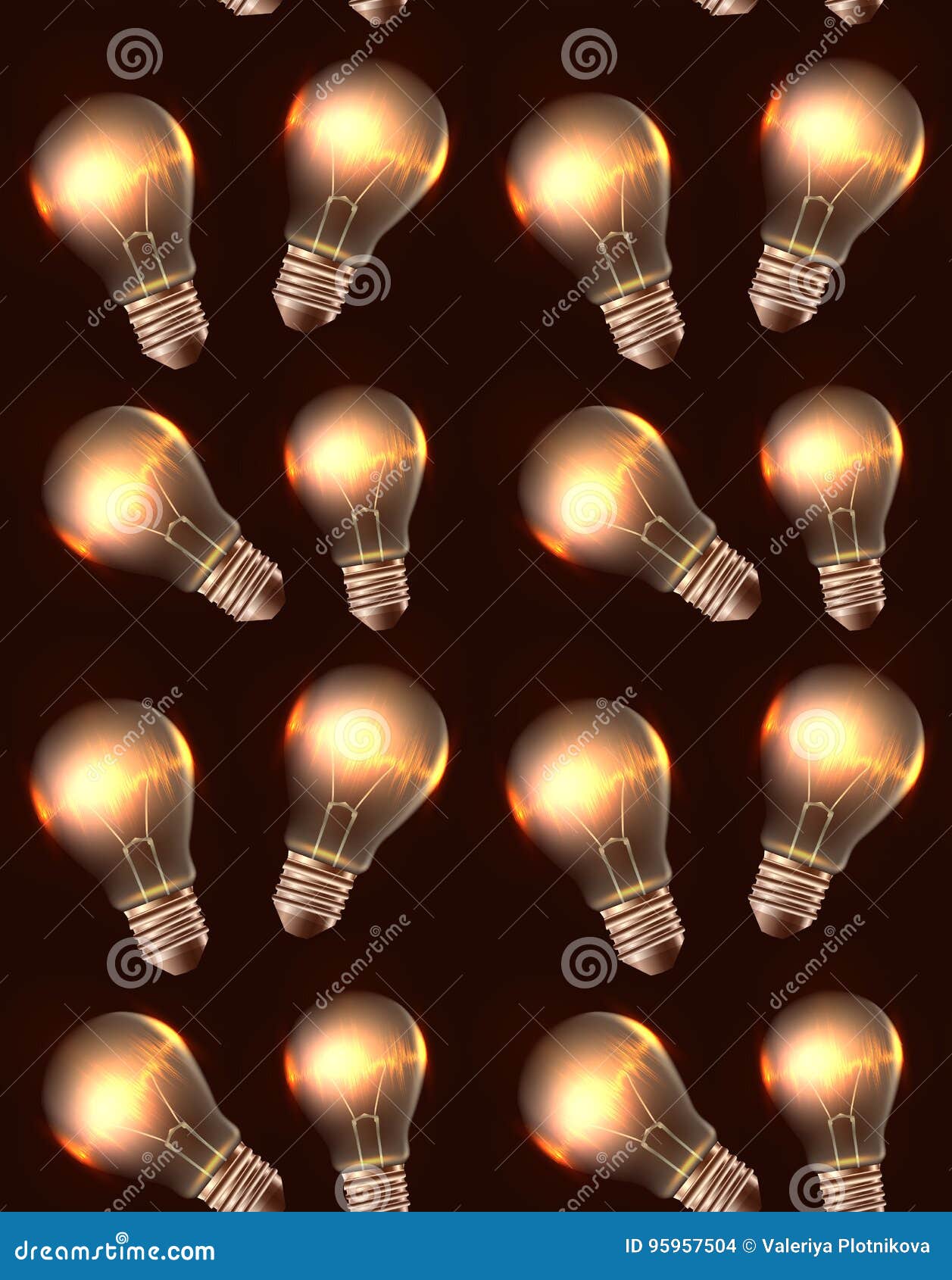 Seamless Texture with Realistic Light Bulbs and Light. Stock Vector ...