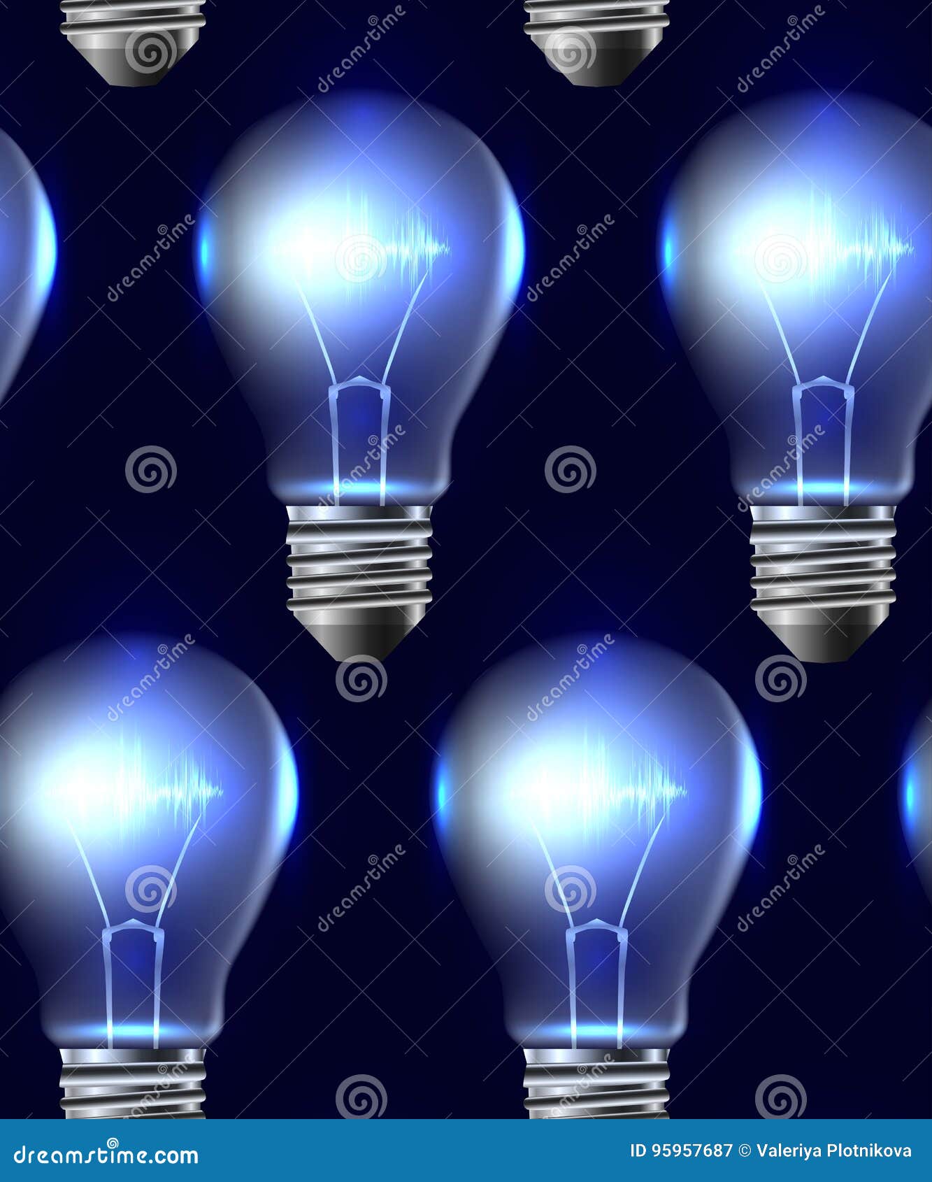 Seamless Texture with Realistic Light Bulbs in a Row Stock Vector ...