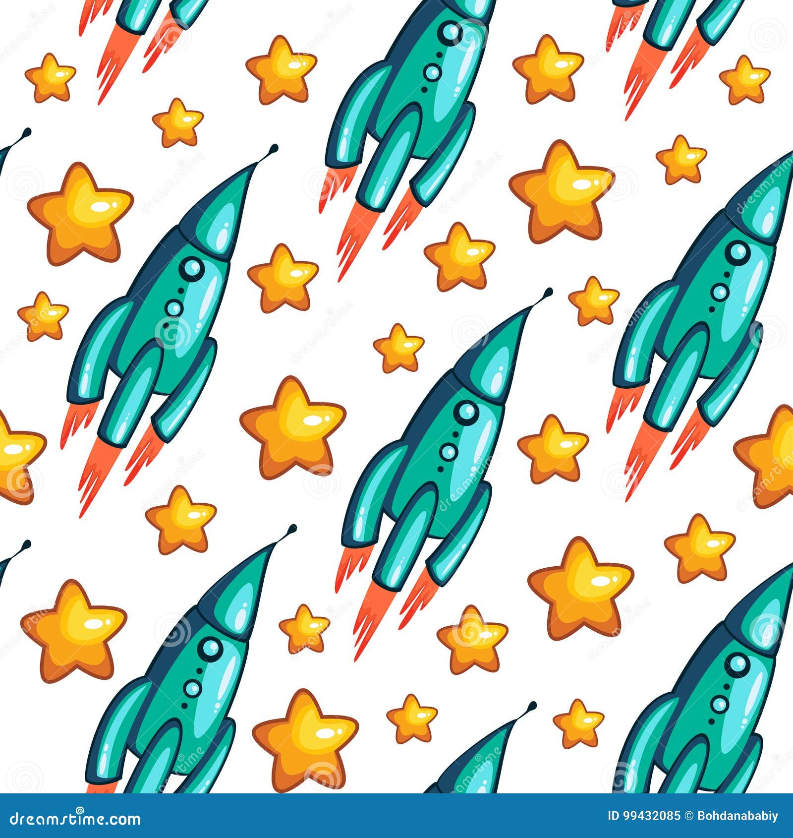 Seamless Texture with Rockets and Stars Stock Vector - Illustration of ...