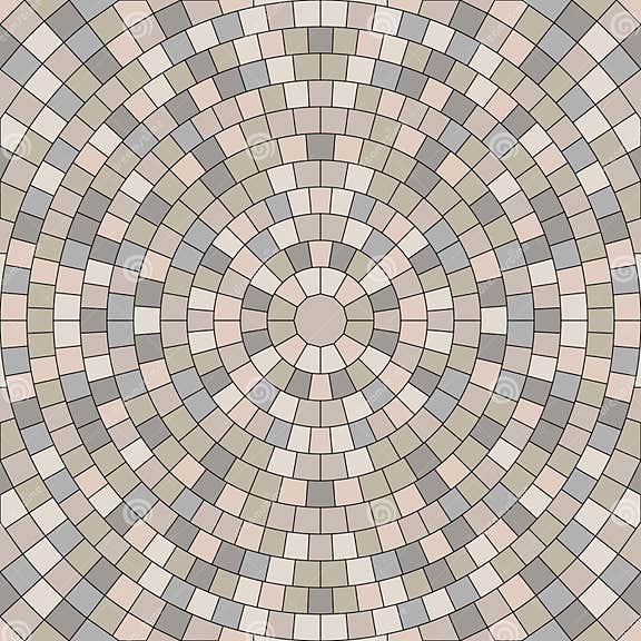 Seamless Texture of Round Pavement. Repeating Circle Pattern of Radial ...