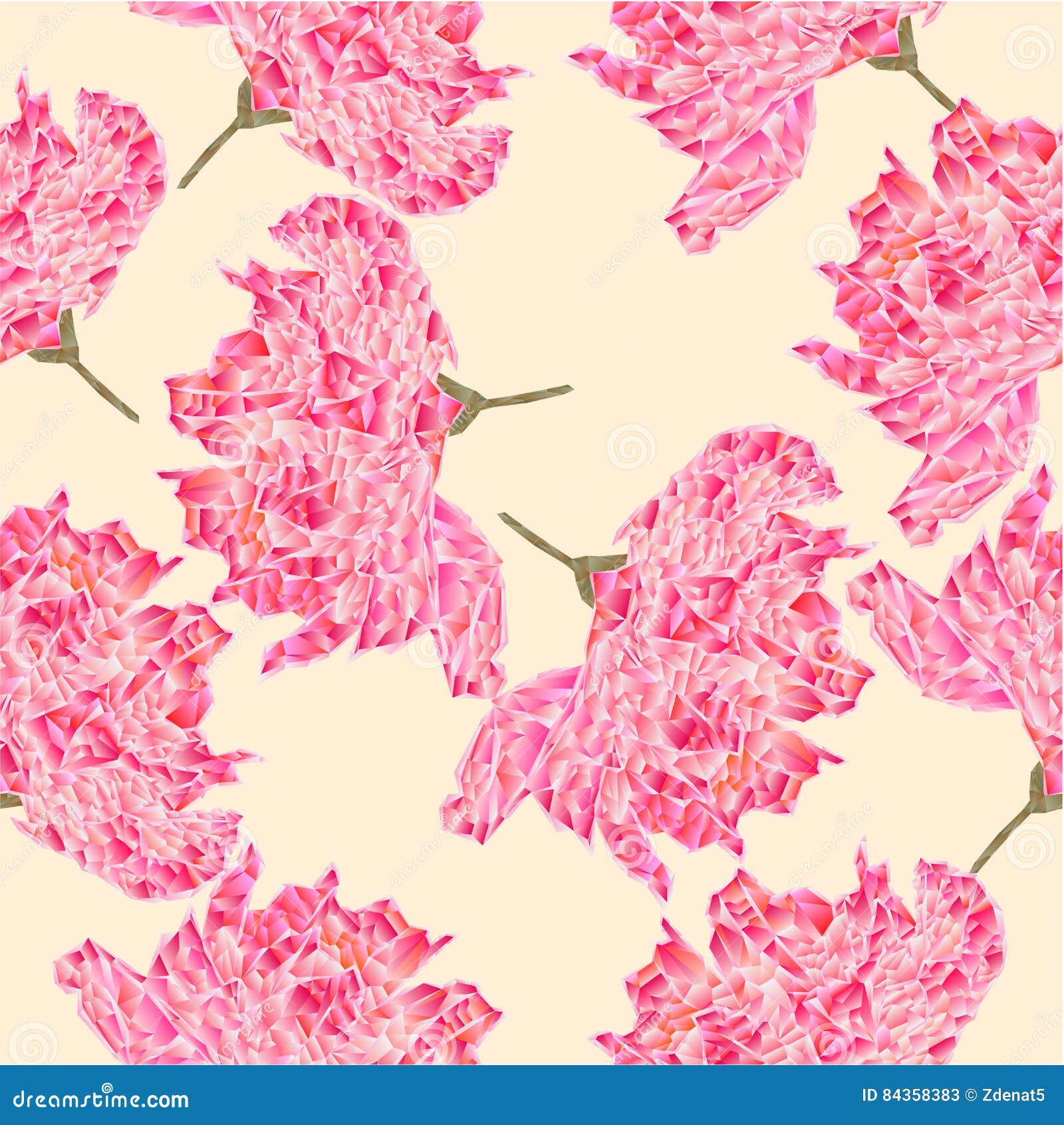 Seamless Texture Sakura Blossom Polygons Vector Stock Vector ...