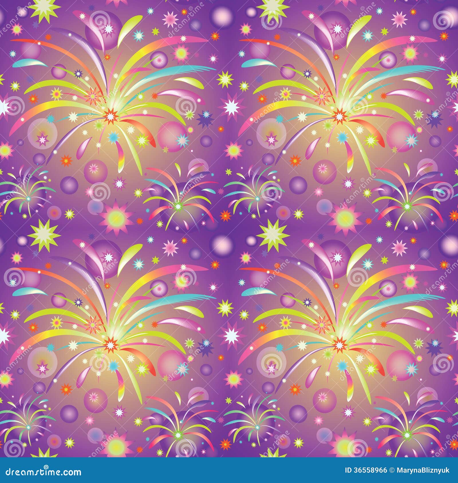 Seamless Texture with Saluts or Fireworks Stock Vector - Illustration ...