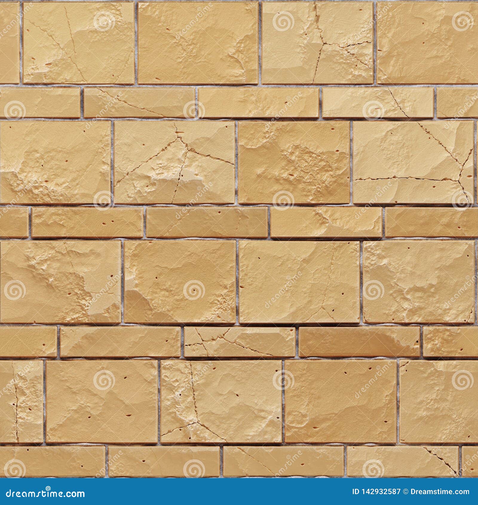 Seamless Texture of Sandstone Yellow Grunge Brickwall. 3d Render Stock ...