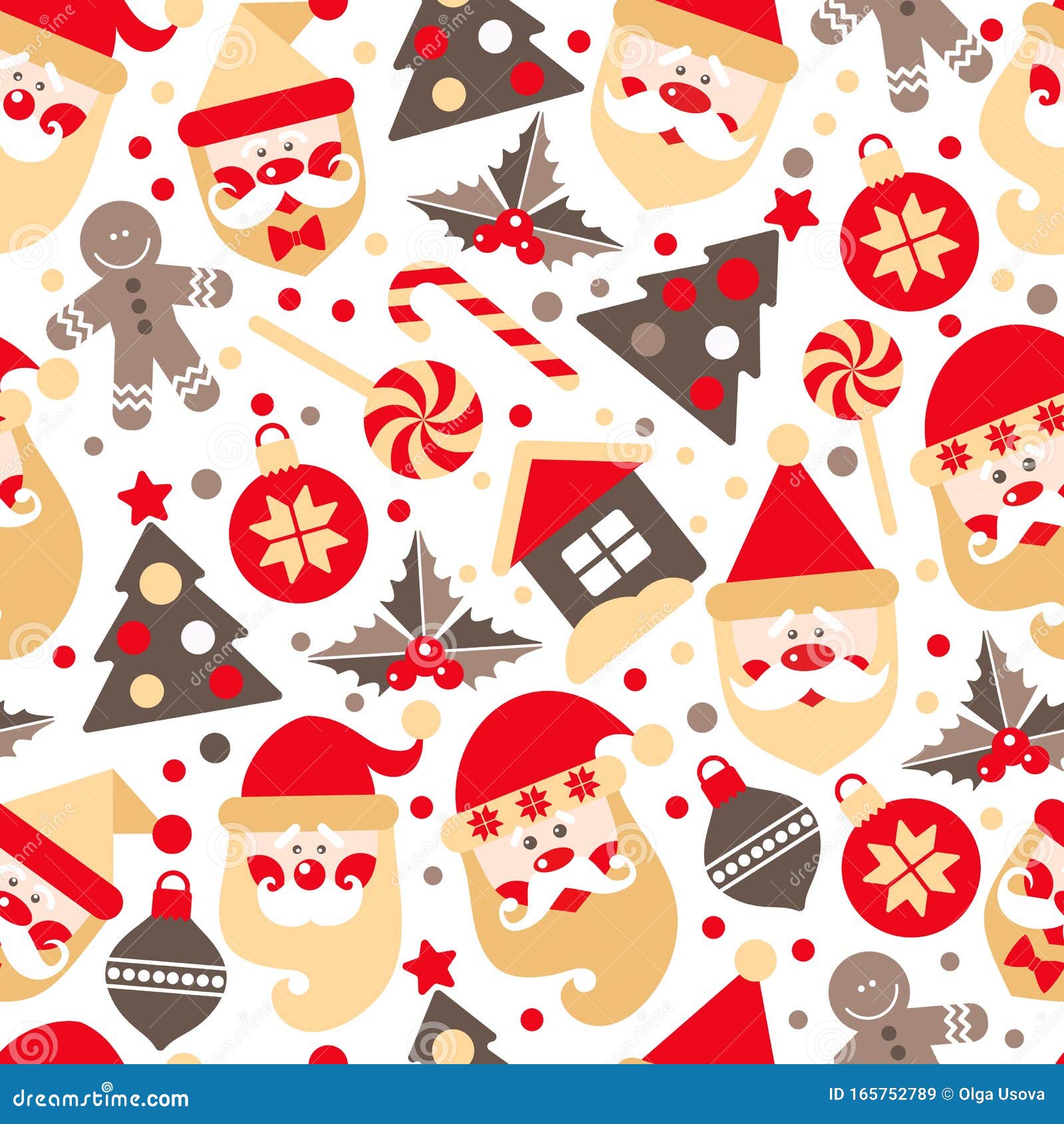 Seamless Texture of Santa Claus with Gifts Tree and Chrestmas Elements ...