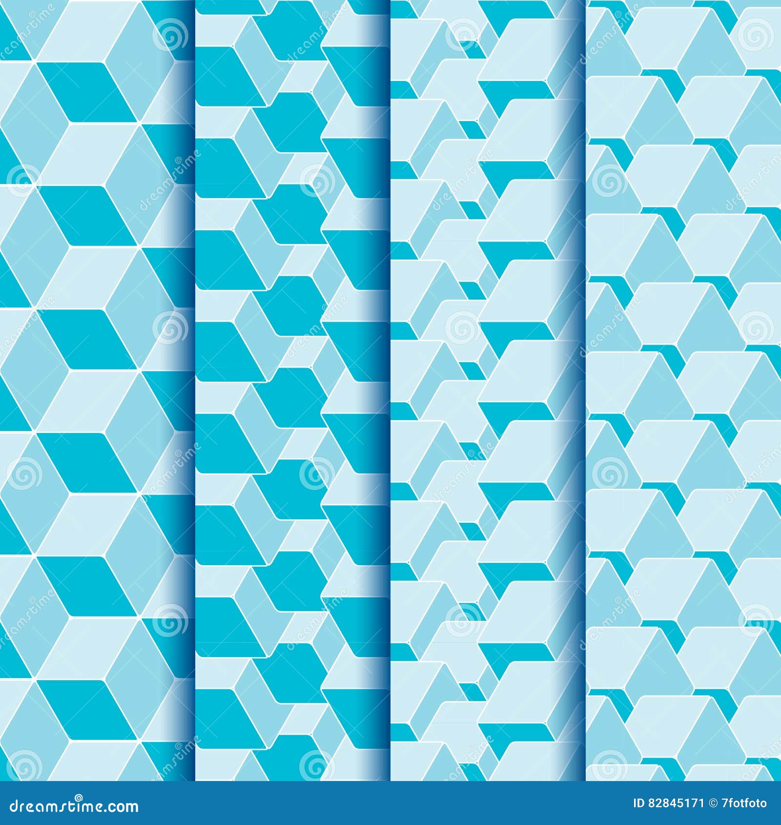 Seamless Texture Set of Geometric Square Shapes Stock Vector ...