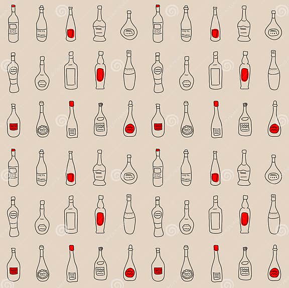 Seamless Texture with a Set of Stylized Bottles Stock Vector ...