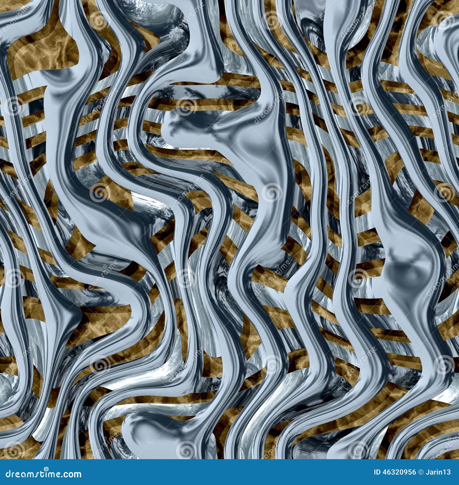 Seamless Texture of Shiny Metal Waves Stock Illustration - Illustration ...