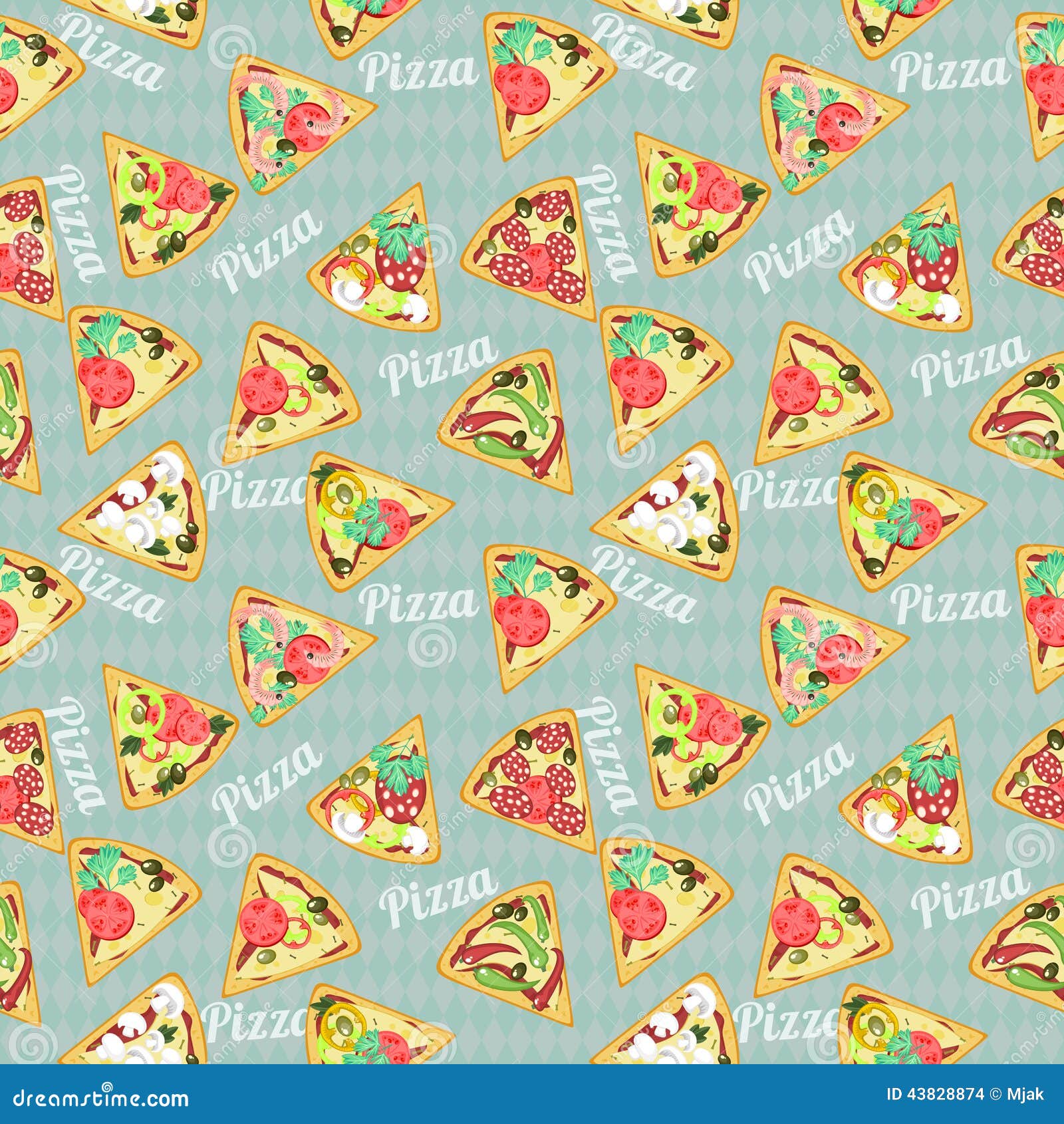 Seamless Texture with Slices of Pizza Stock Vector - Illustration of ...