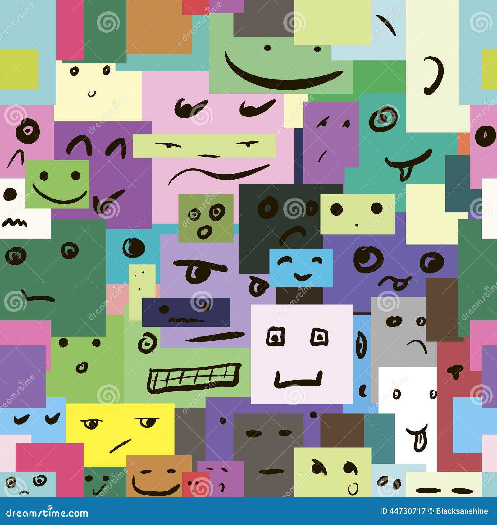 Seamless Texture with the Smiling Squares Stock Vector - Illustration ...