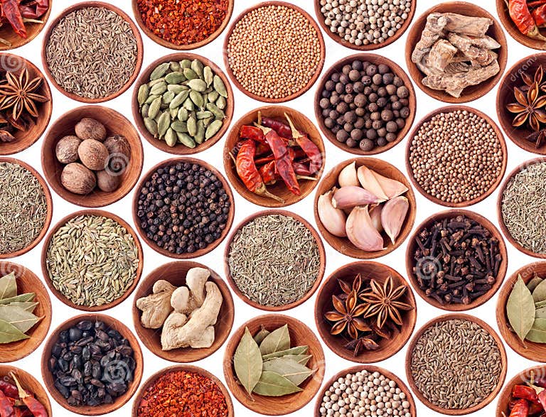 Seamless Texture of Spices on White Stock Photo - Image of cloves ...