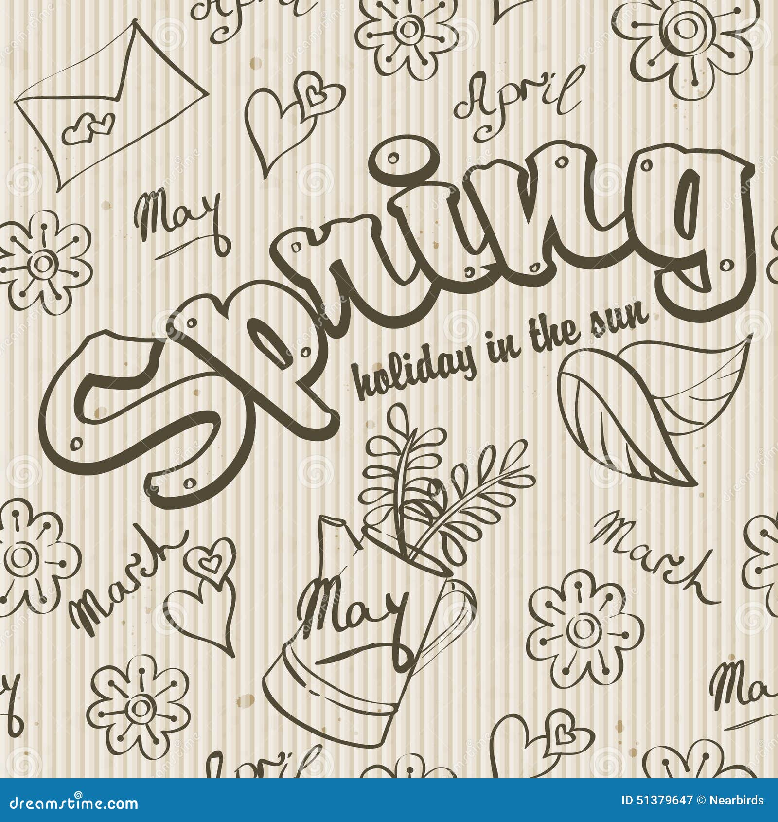 Seamless Texture of the Spring of Doodles. Stock Vector - Illustration ...