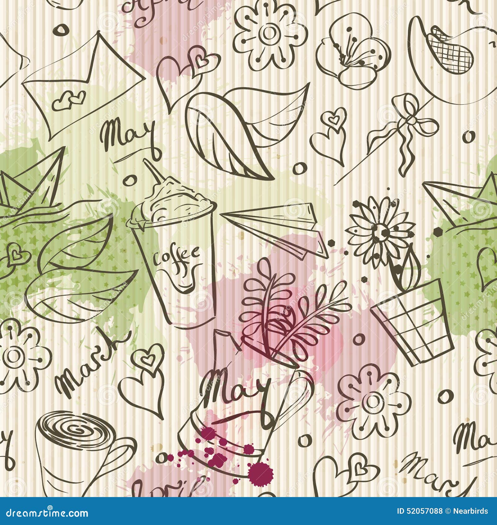 Seamless Texture Spring Theme Stock Vector - Illustration of envelope ...