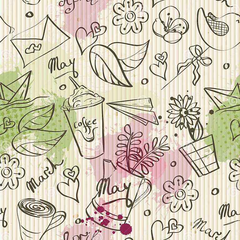 Seamless Texture Spring Theme Stock Vector - Illustration of envelope ...