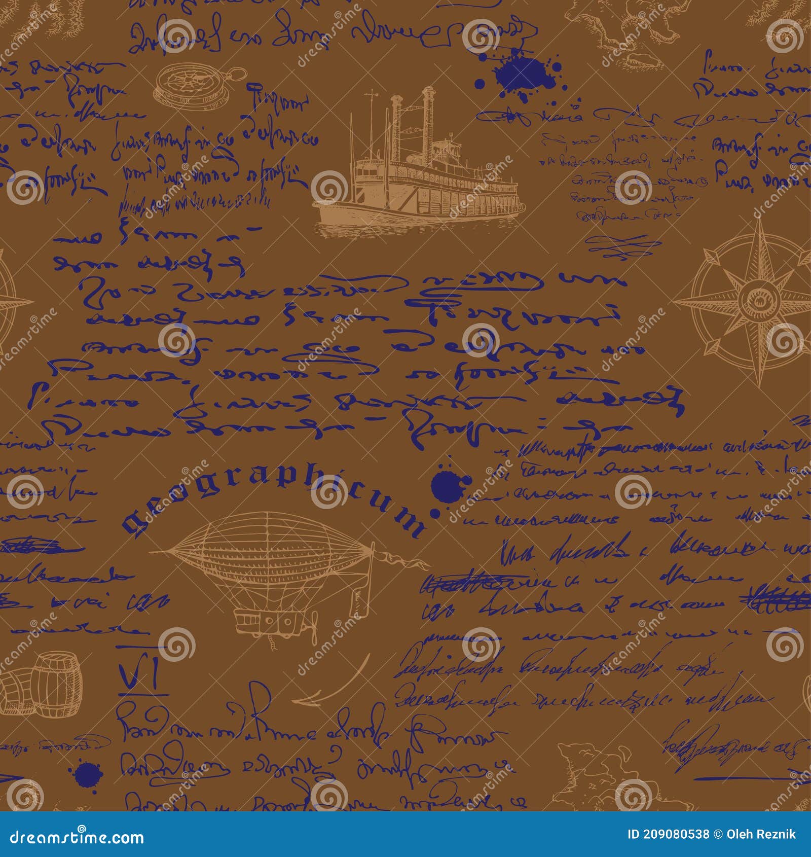 Seamless Texture in the Style of a Medieval Nautical Record Stock ...