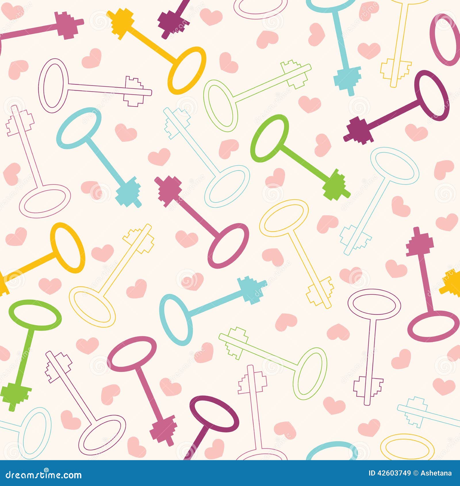 Seamless Texture with Stylized Keys Stock Vector - Illustration of ...