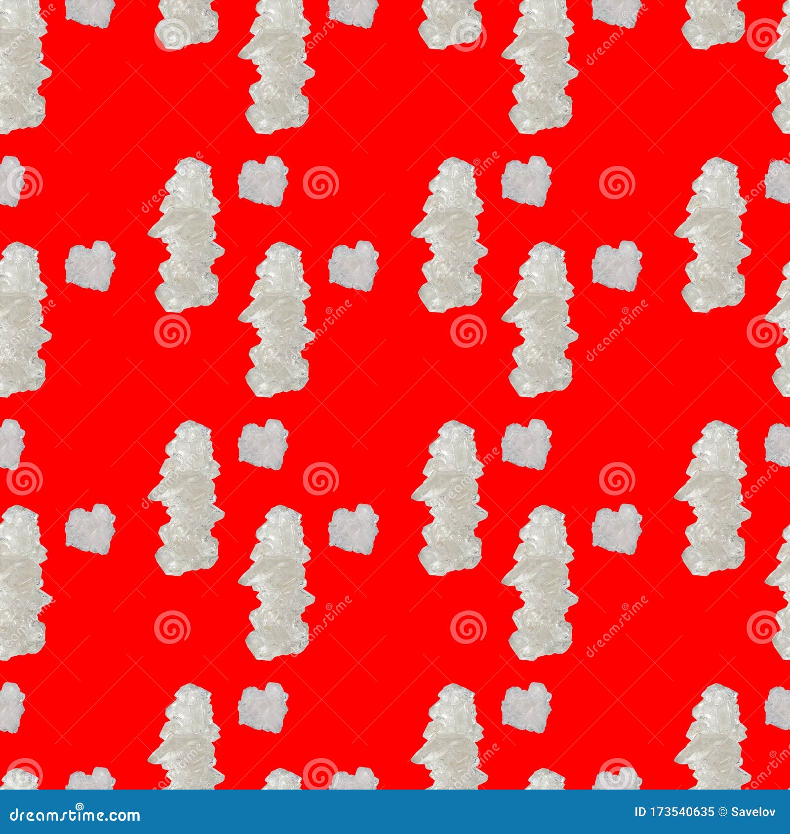 Seamless Pattern with Sugar Crystals on Red Background Stock Image ...