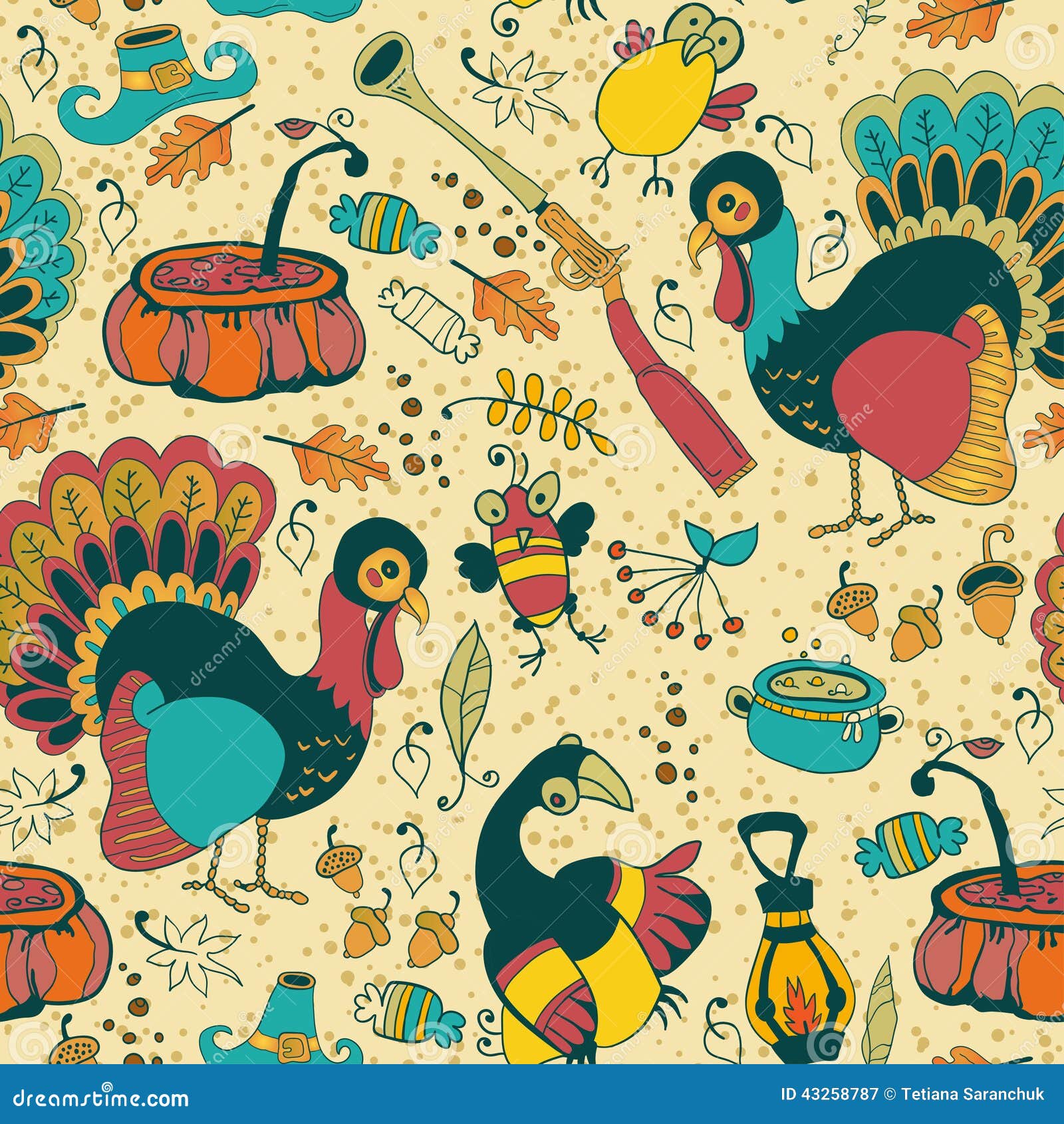 Seamless Texture with the Thanksgiving Day Icons Stock Vector ...
