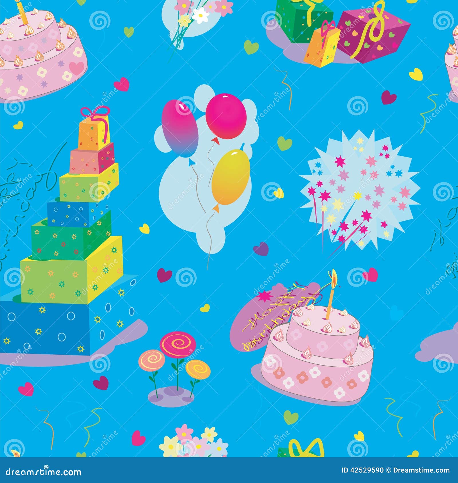 Seamless Texture To the Birthday on Blue Stock Vector - Illustration of ...