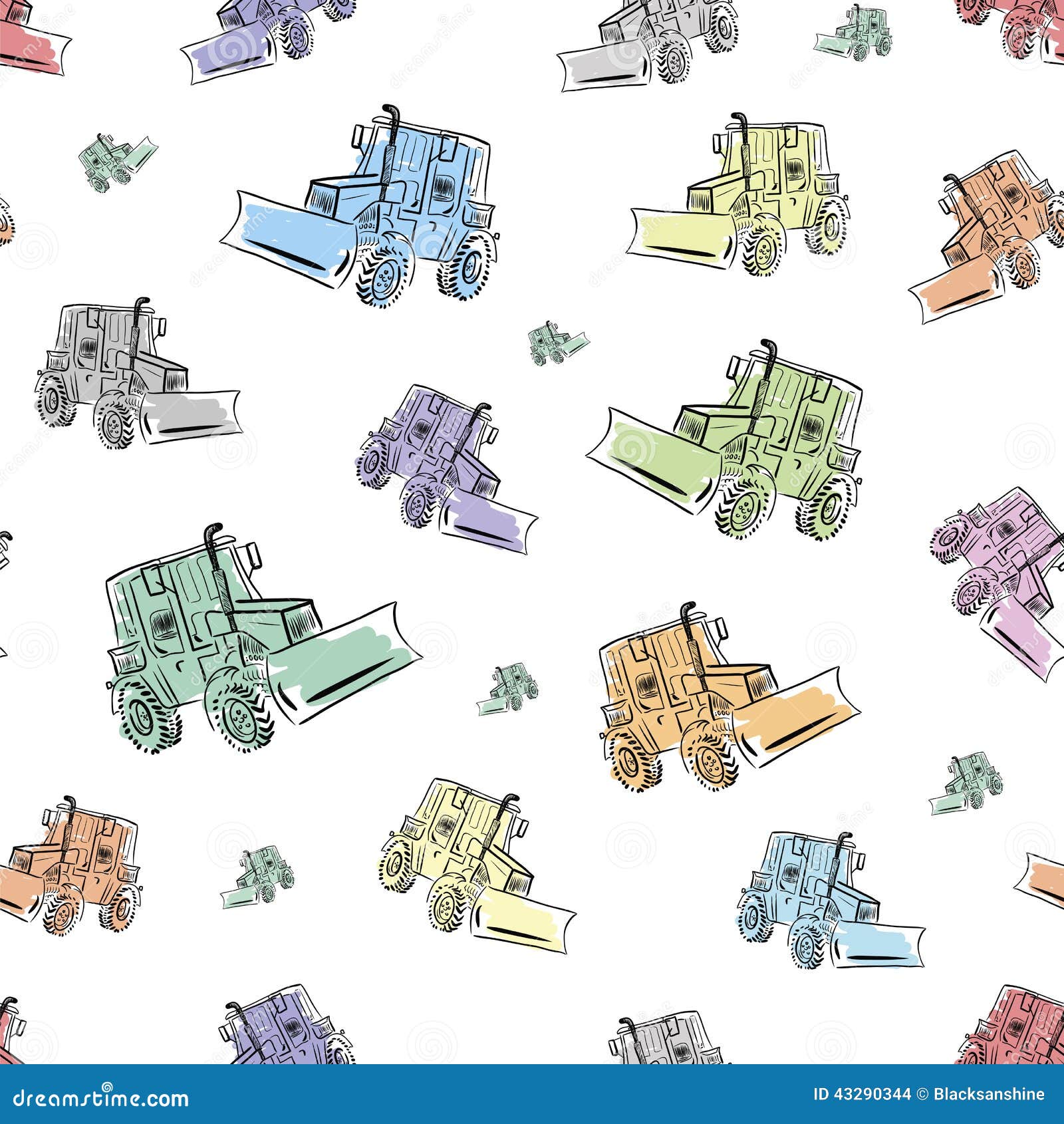 Seamless Texture with Tractors 3 Stock Vector - Illustration of element ...