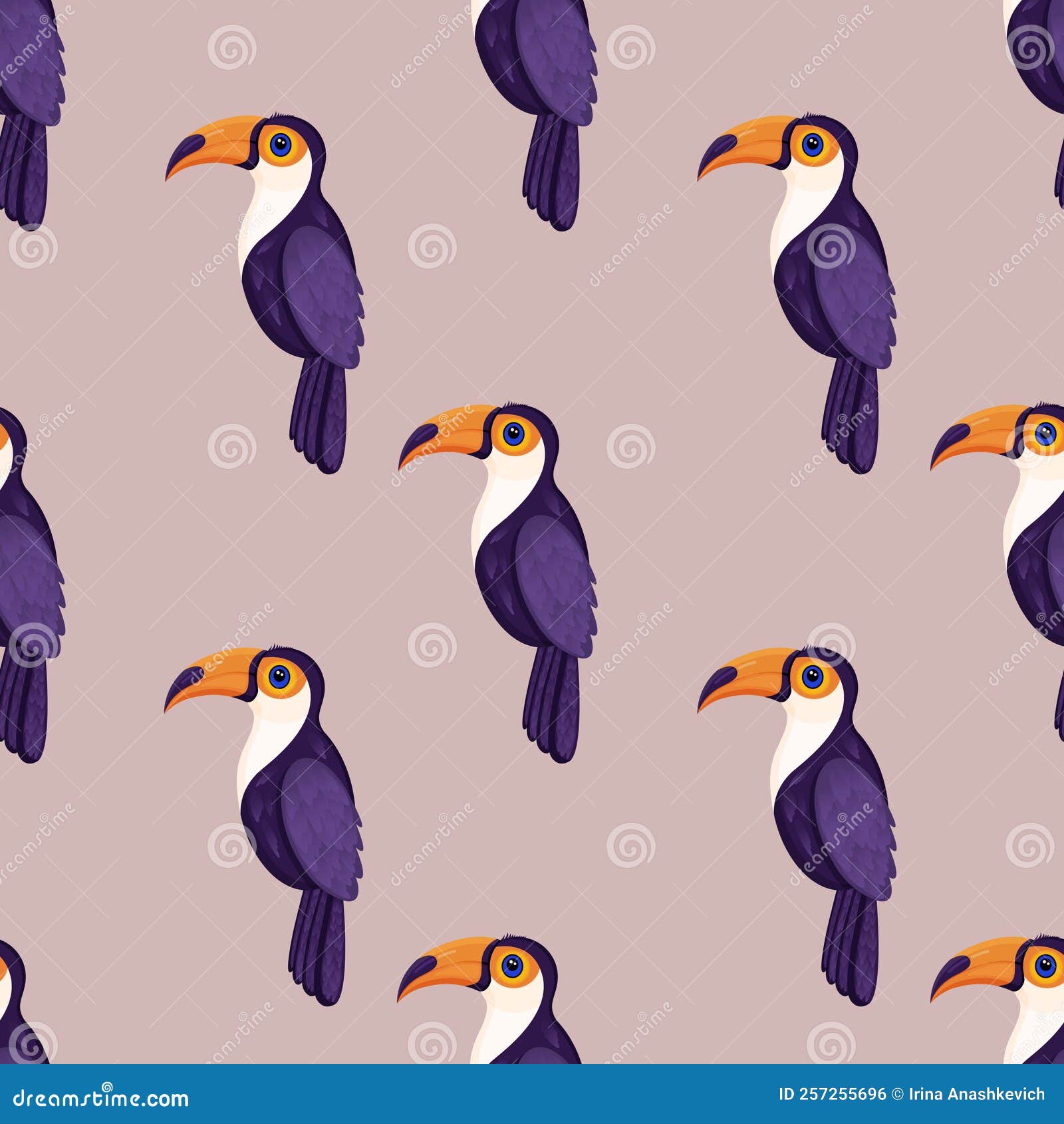 Seamless Texture with Tropical Bird Toucan. Pattern Vector Illustration ...