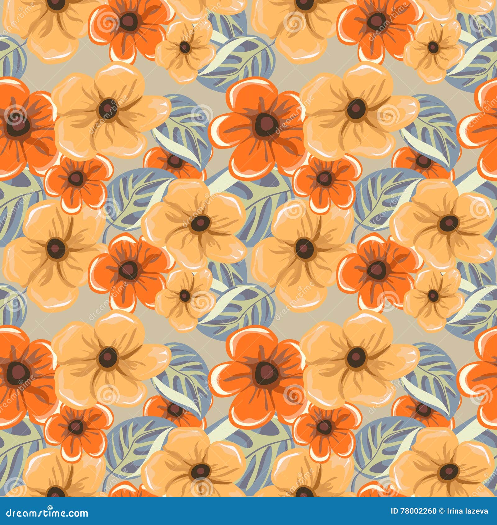 Seamless Texture with Tropical Cartoon Flowers Stock Vector ...