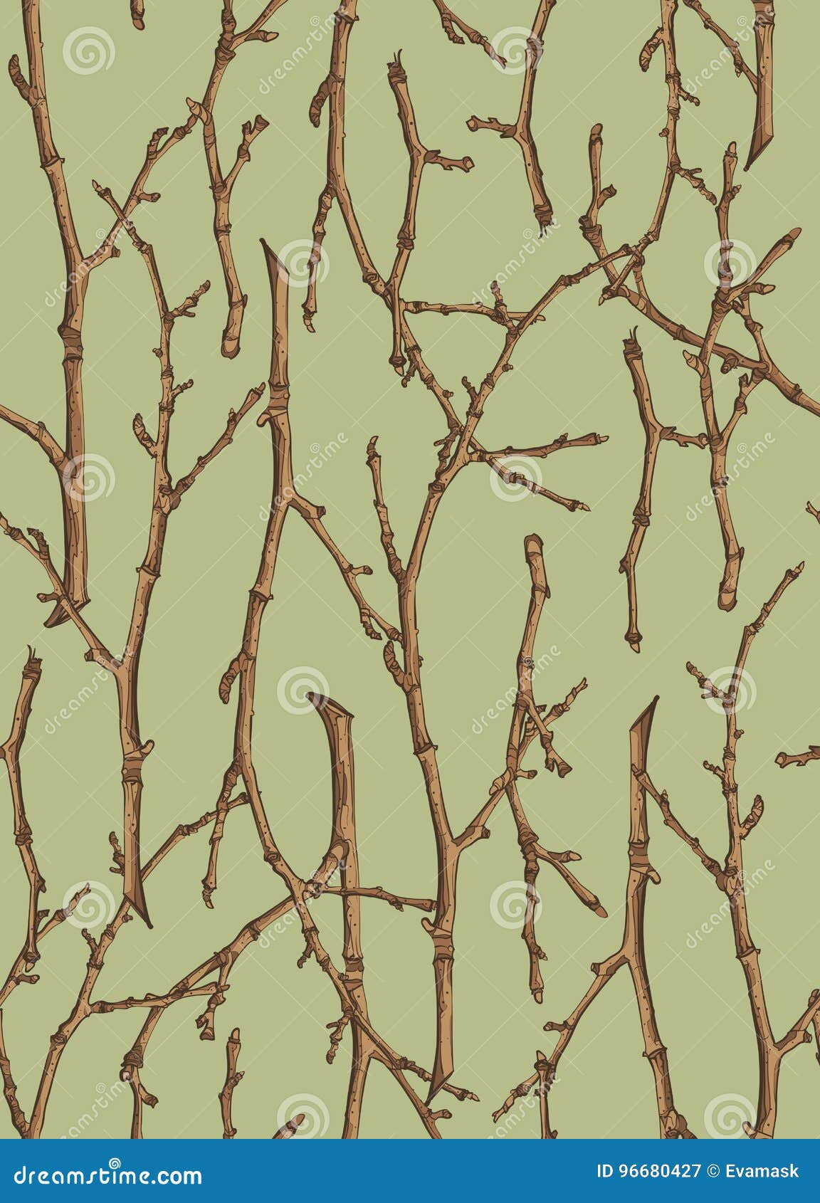 Seamless texture of twigs stock vector. Illustration of flora - 96680427