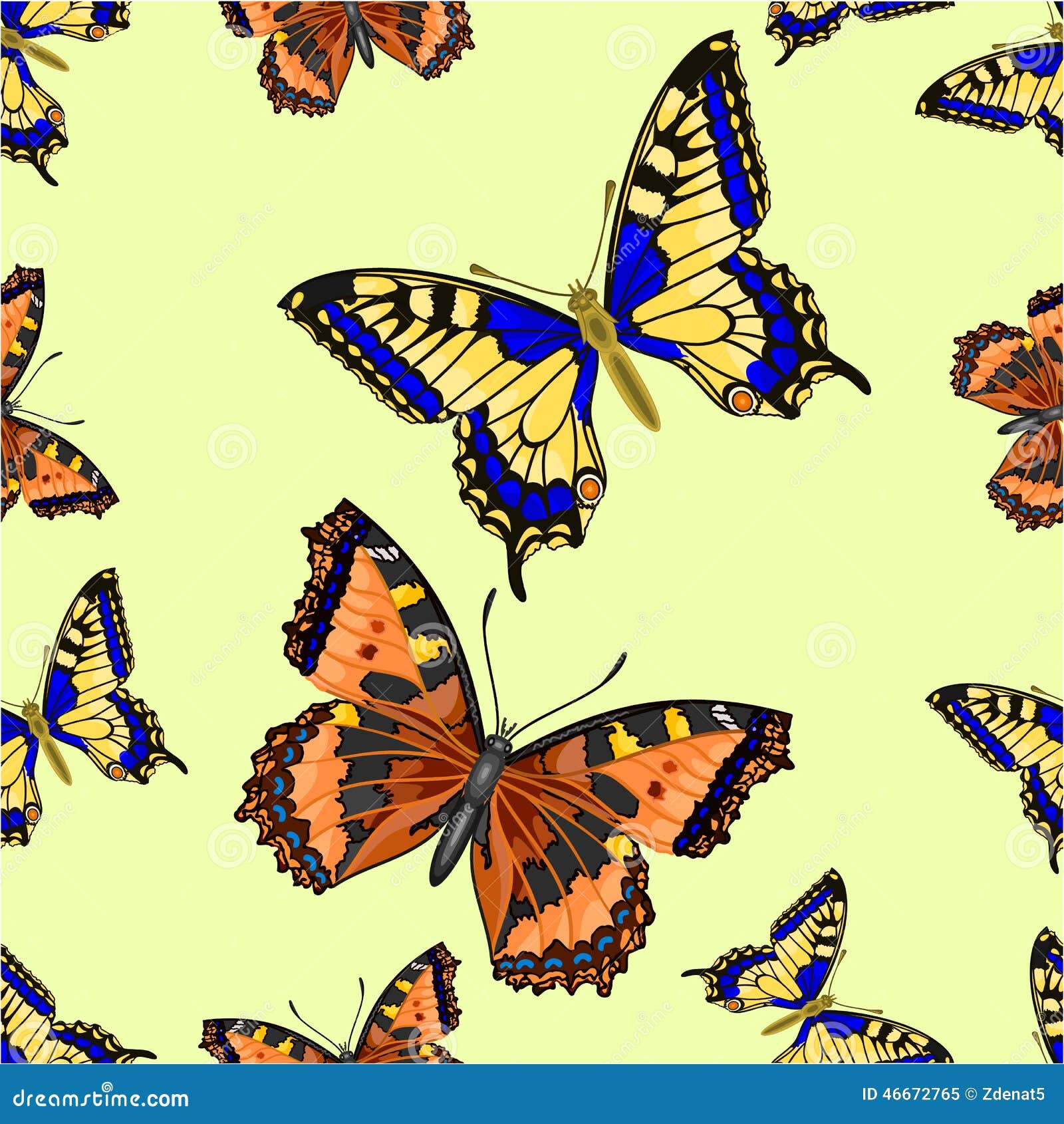 Seamless Texture Two Butterfly Vector | CartoonDealer.com #46672765